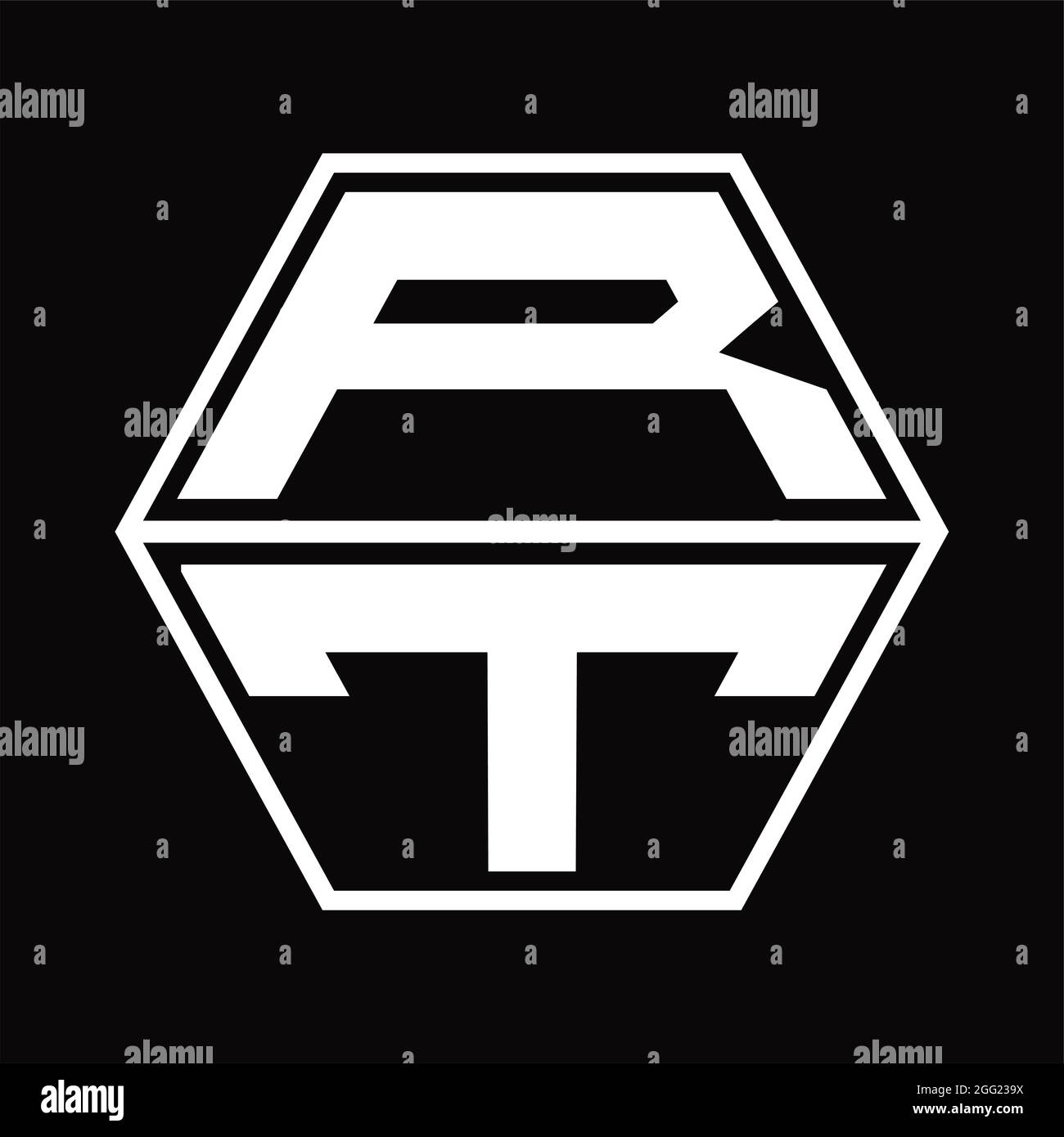 RT Logo monogram with hexagon shape up and down blackground design template Stock Vector Image ...