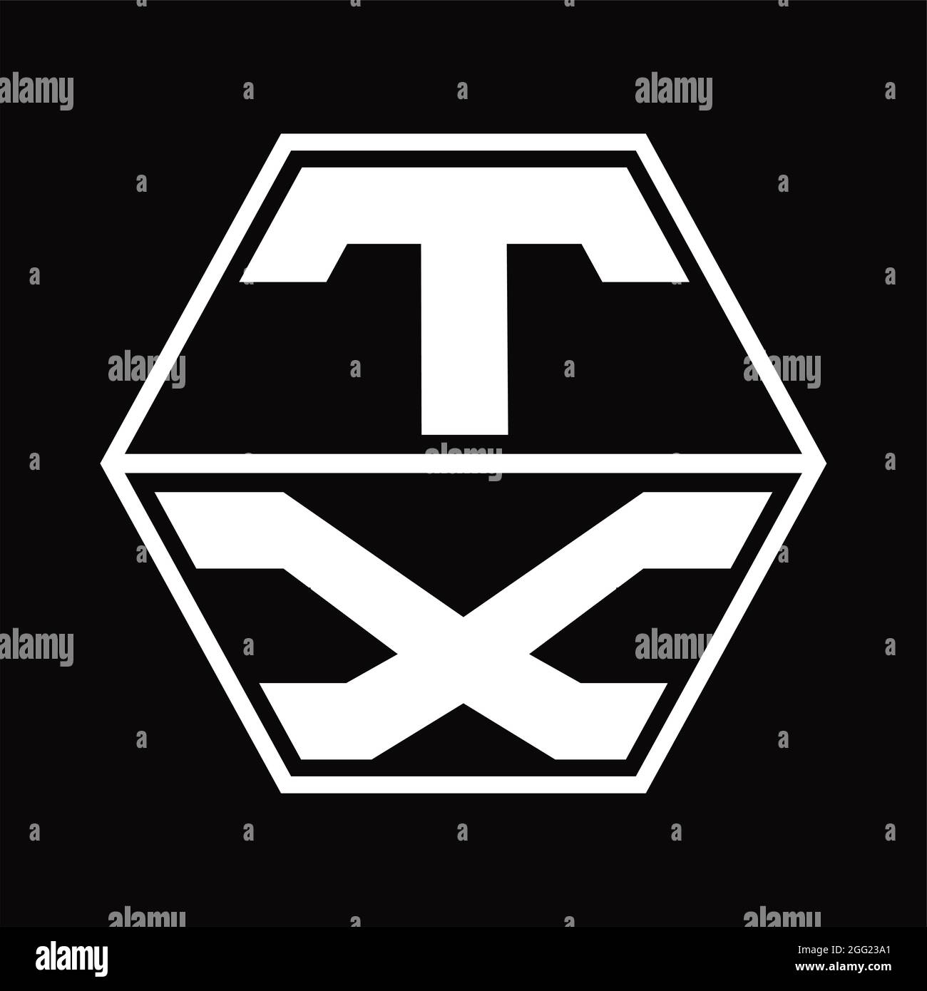TX Logo monogram with hexagon shape up and down blackground design ...