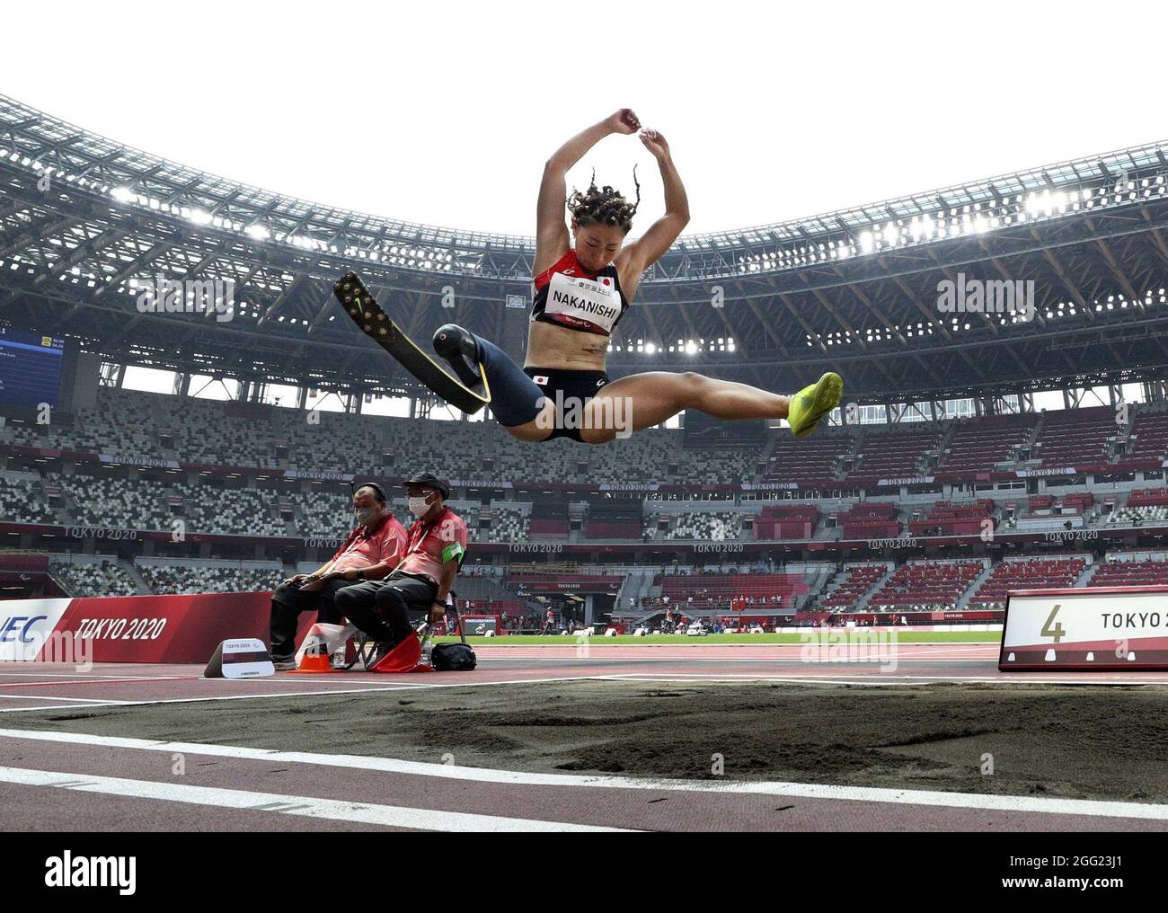 Maya Nakanishi of Japan competes in the women's T64 long jump final at ...