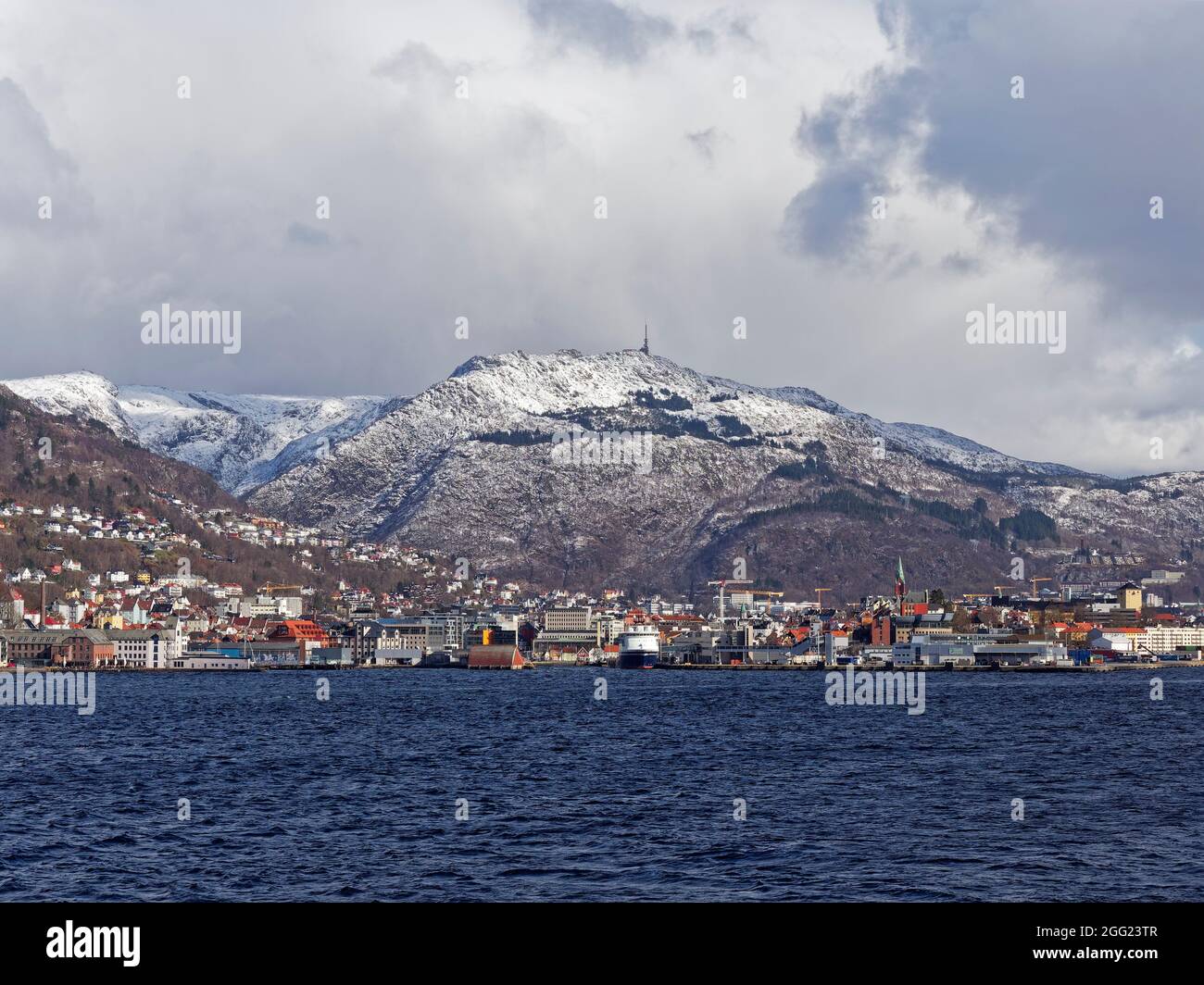 The Harbour and Port of Bergen at Skuteviken quayside, with the mix of ...