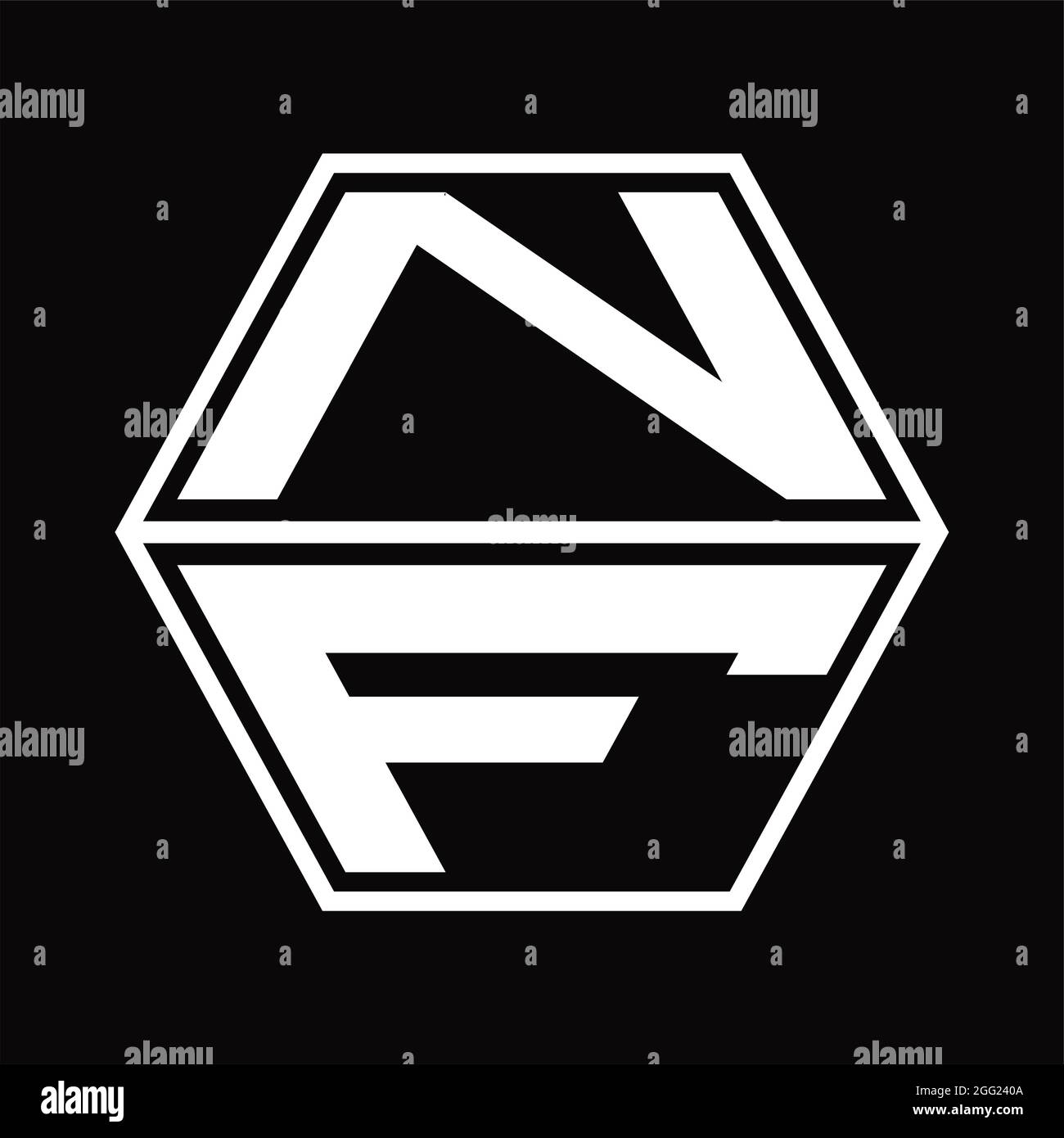 NF Logo monogram with diamond shape on blackground design template ...
