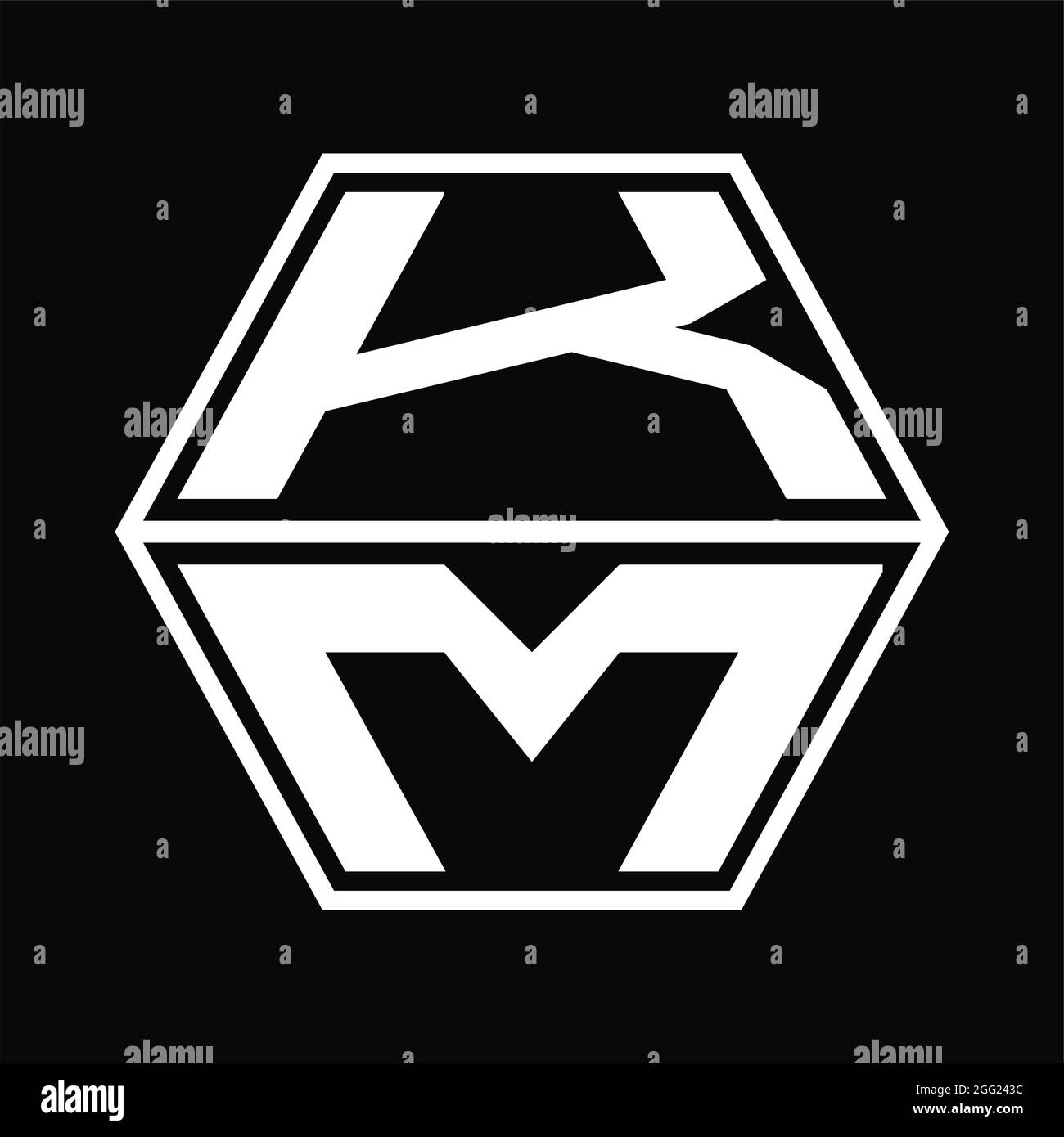 KM Logo monogram with diamond shape on blackground design template ...