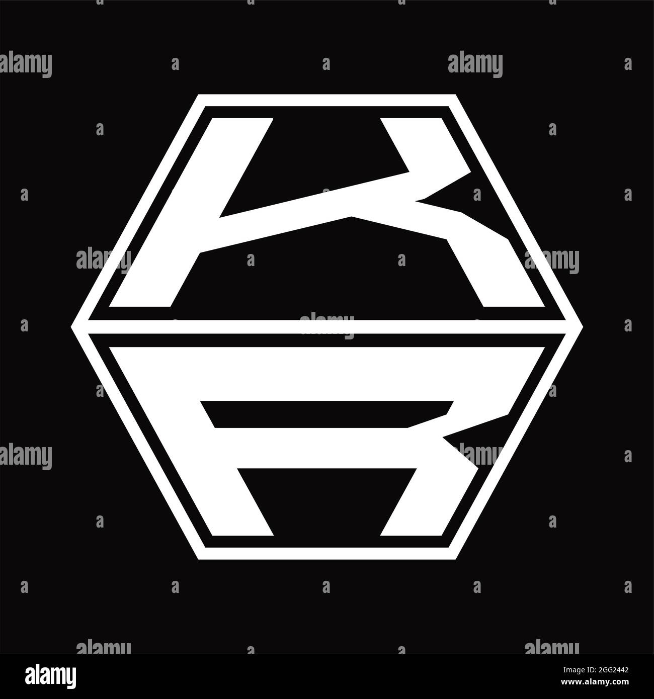 KR Logo monogram with diamond shape on blackground design template ...