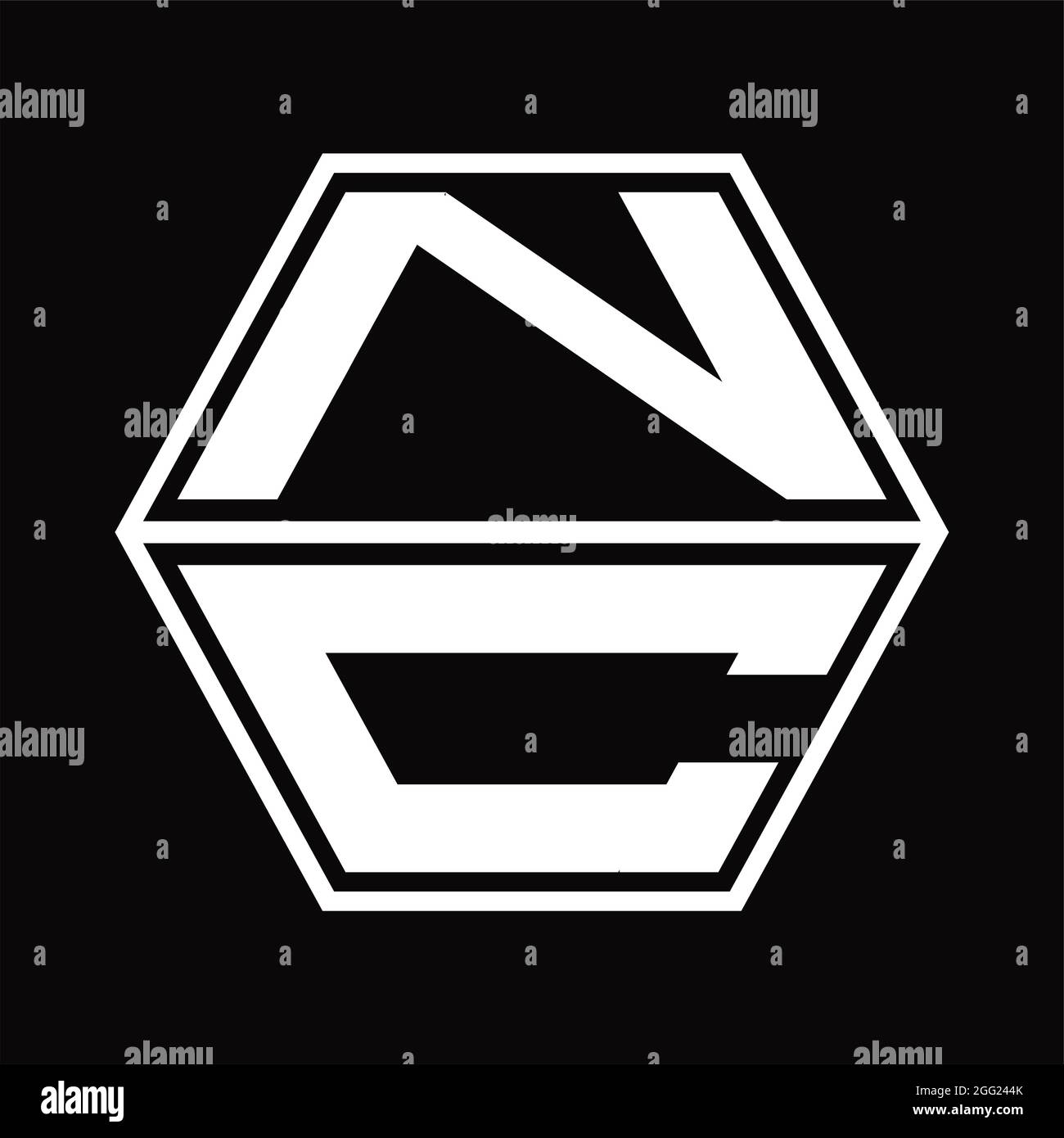 NC Logo monogram with diamond shape on blackground design template ...