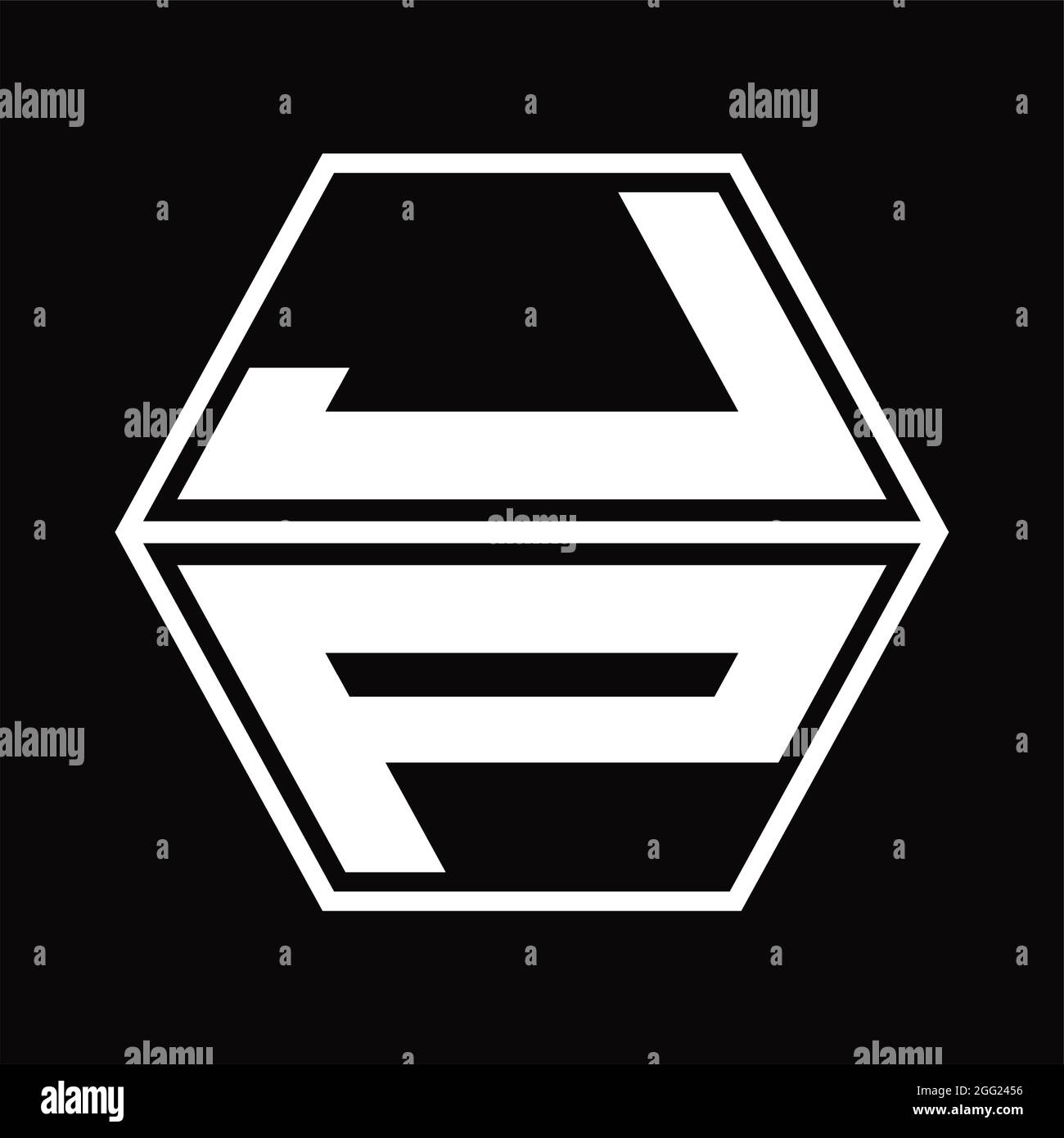 JP Logo monogram with diamond shape on blackground design template ...