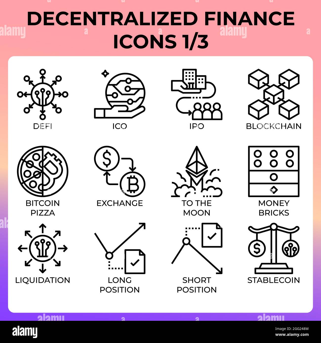 Decentralized finance (DeFi) icon set in modern style for ui, ux, web ...