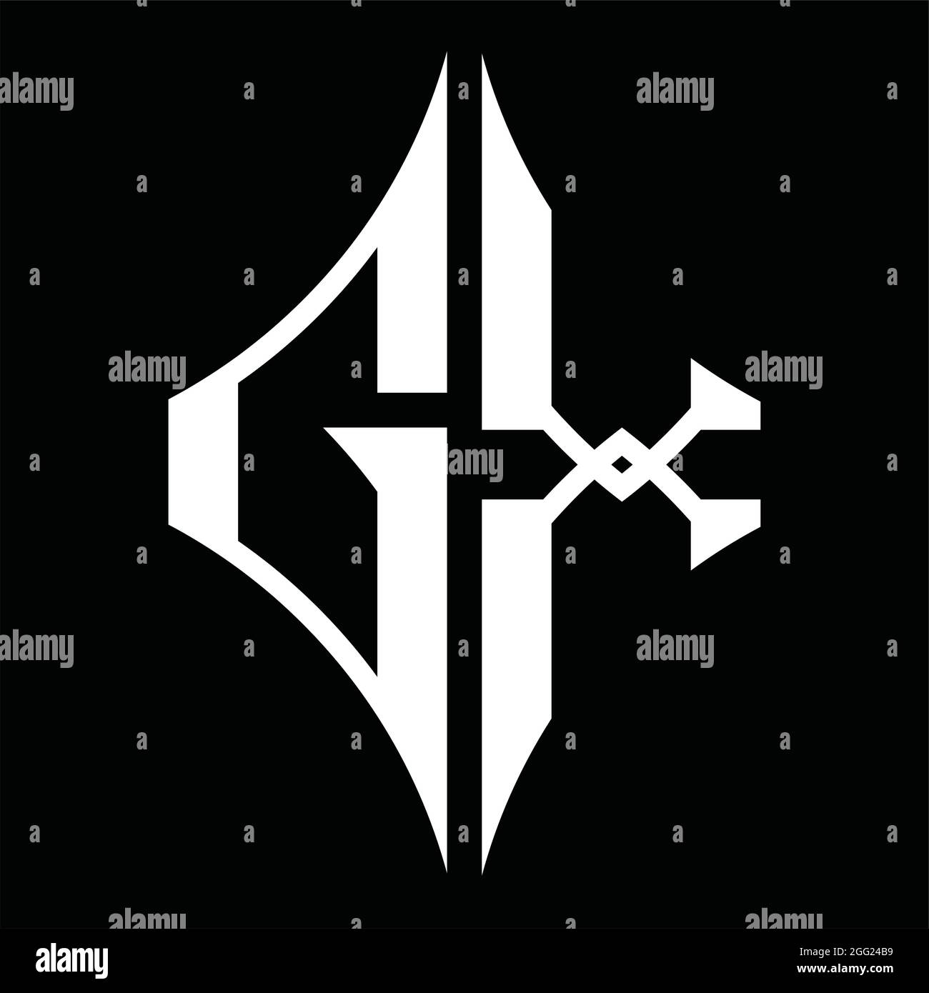 GX Logo monogram with diamond shape on blackground design template ...