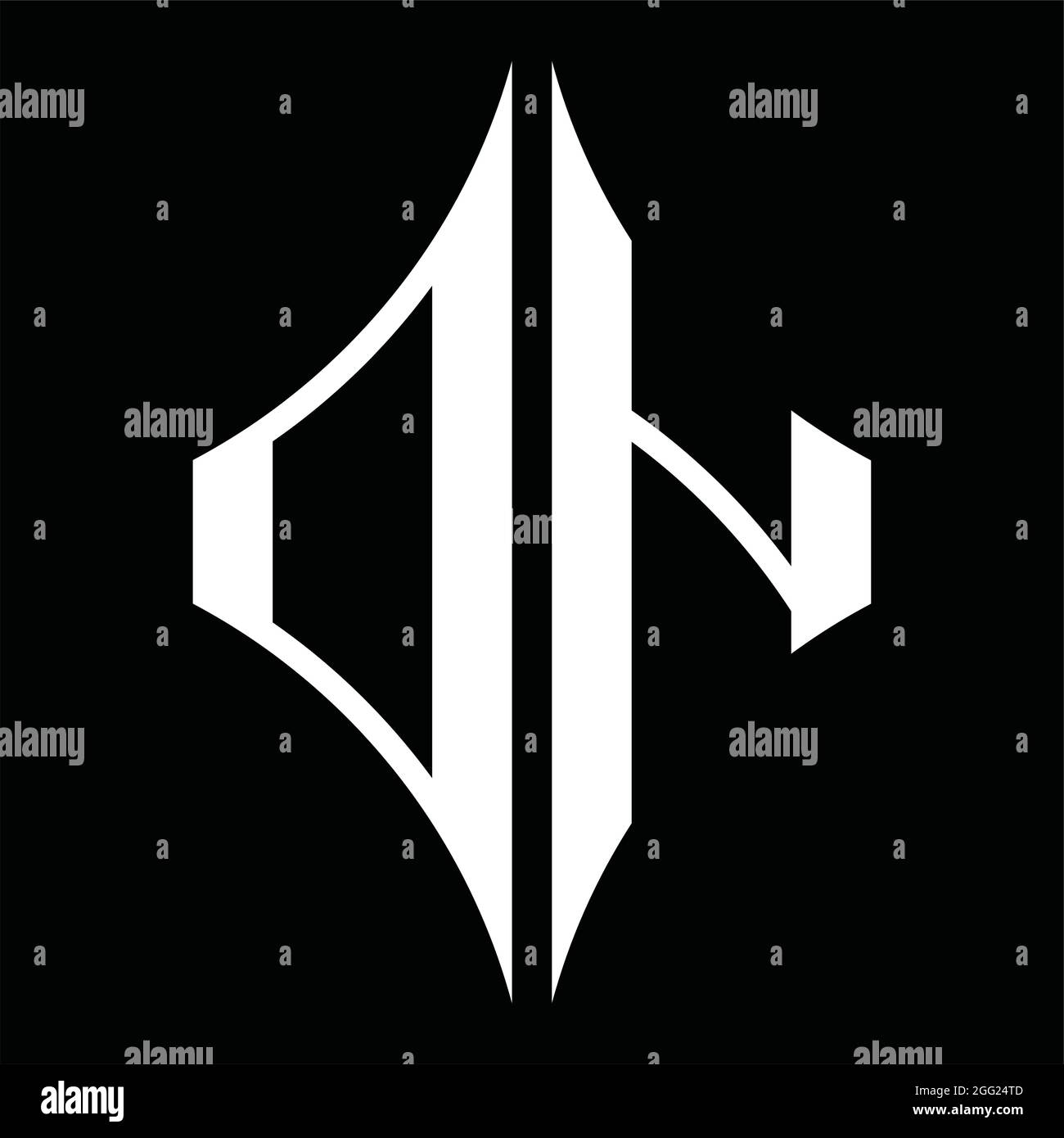 DN Logo monogram with diamond shape on blackground design template ...