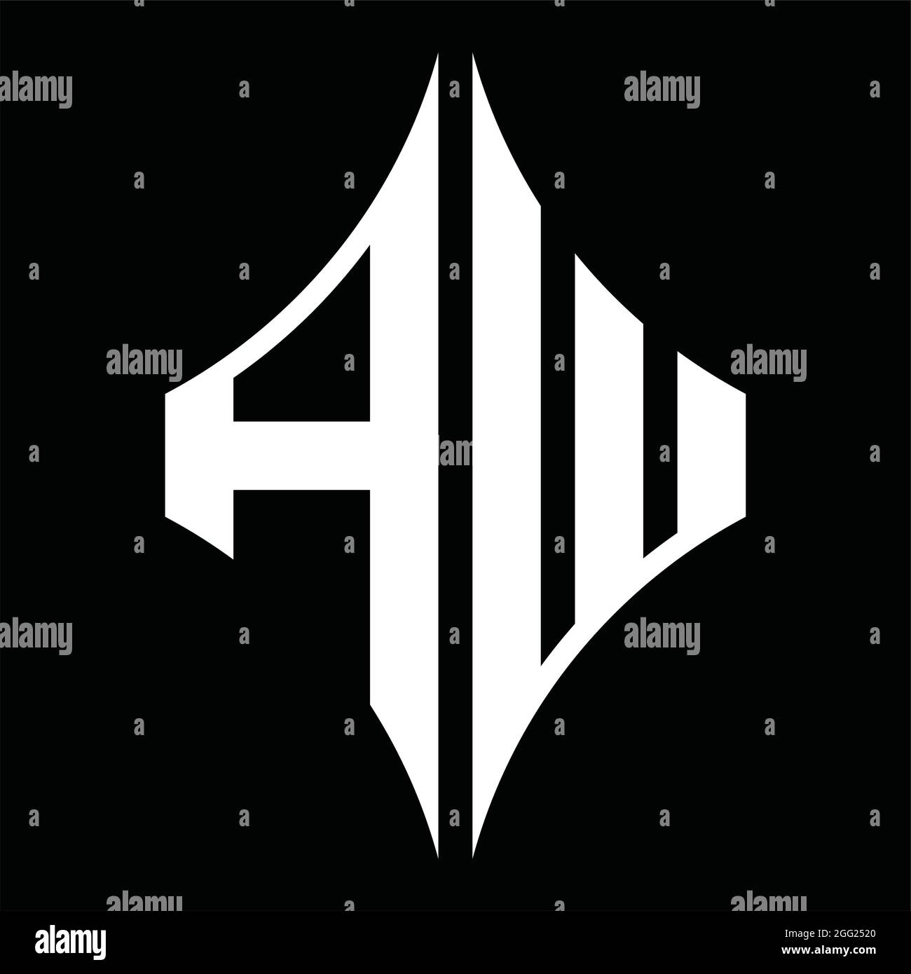 AW Logo monogram with diamond shape on blackground design template ...
