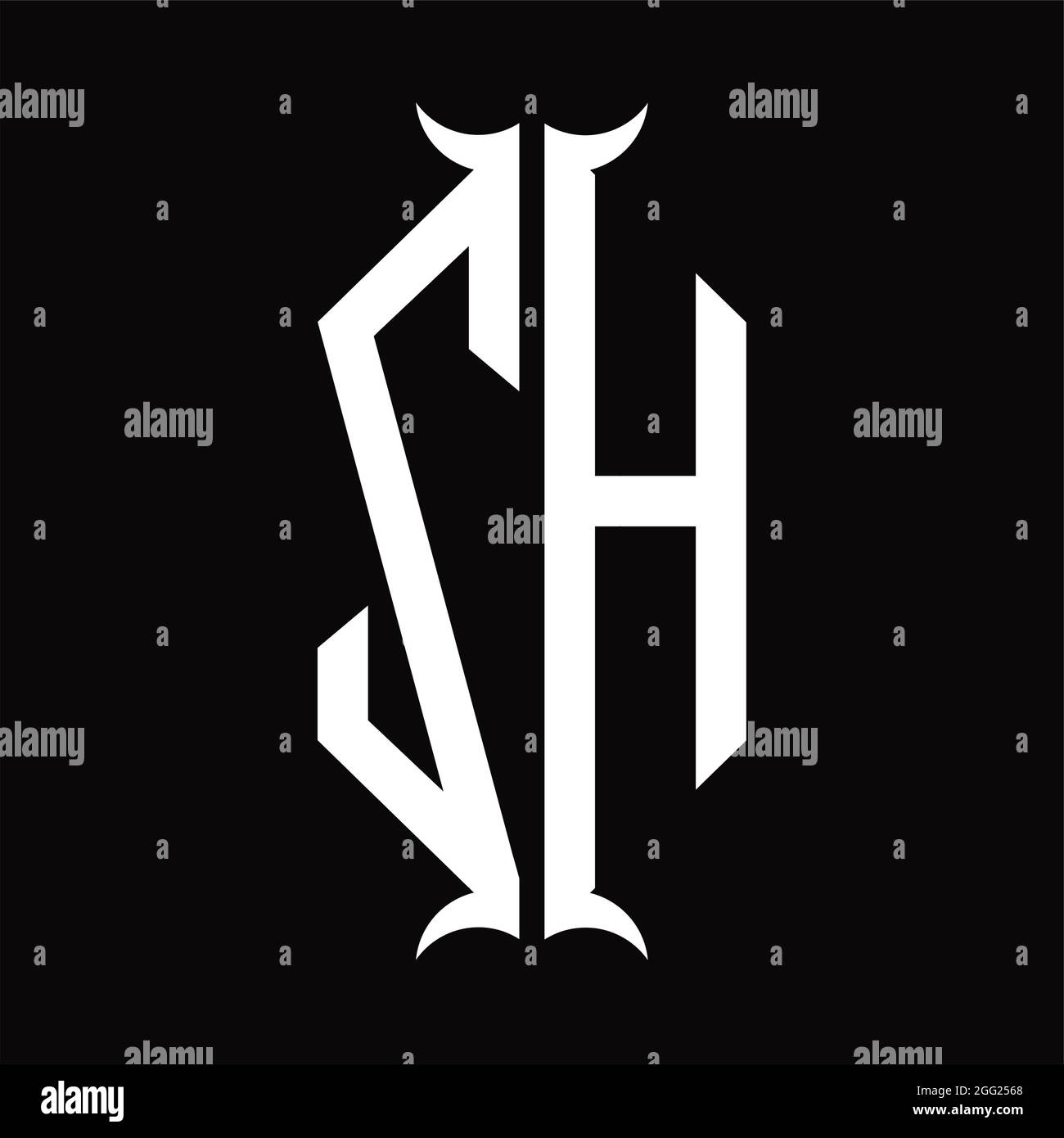ZH Logo monogram with horn shape design template Stock Vector Image ...