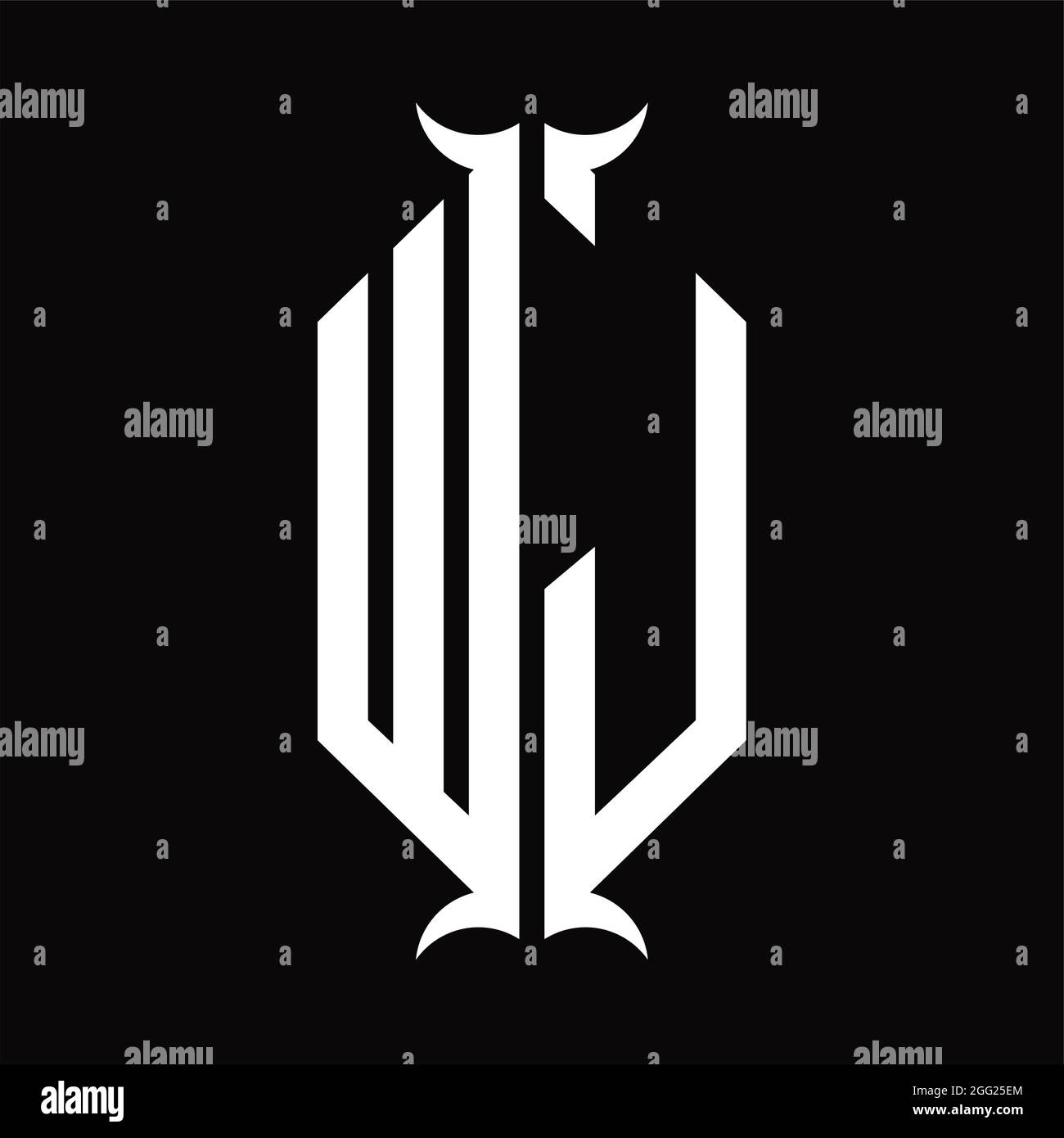 WJ Logo monogram with horn shape design template Stock Vector Image ...