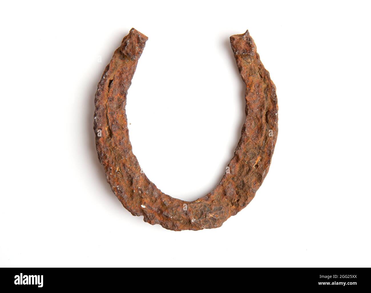 very old ancient rusty horse horseshoe isolated on white background ...