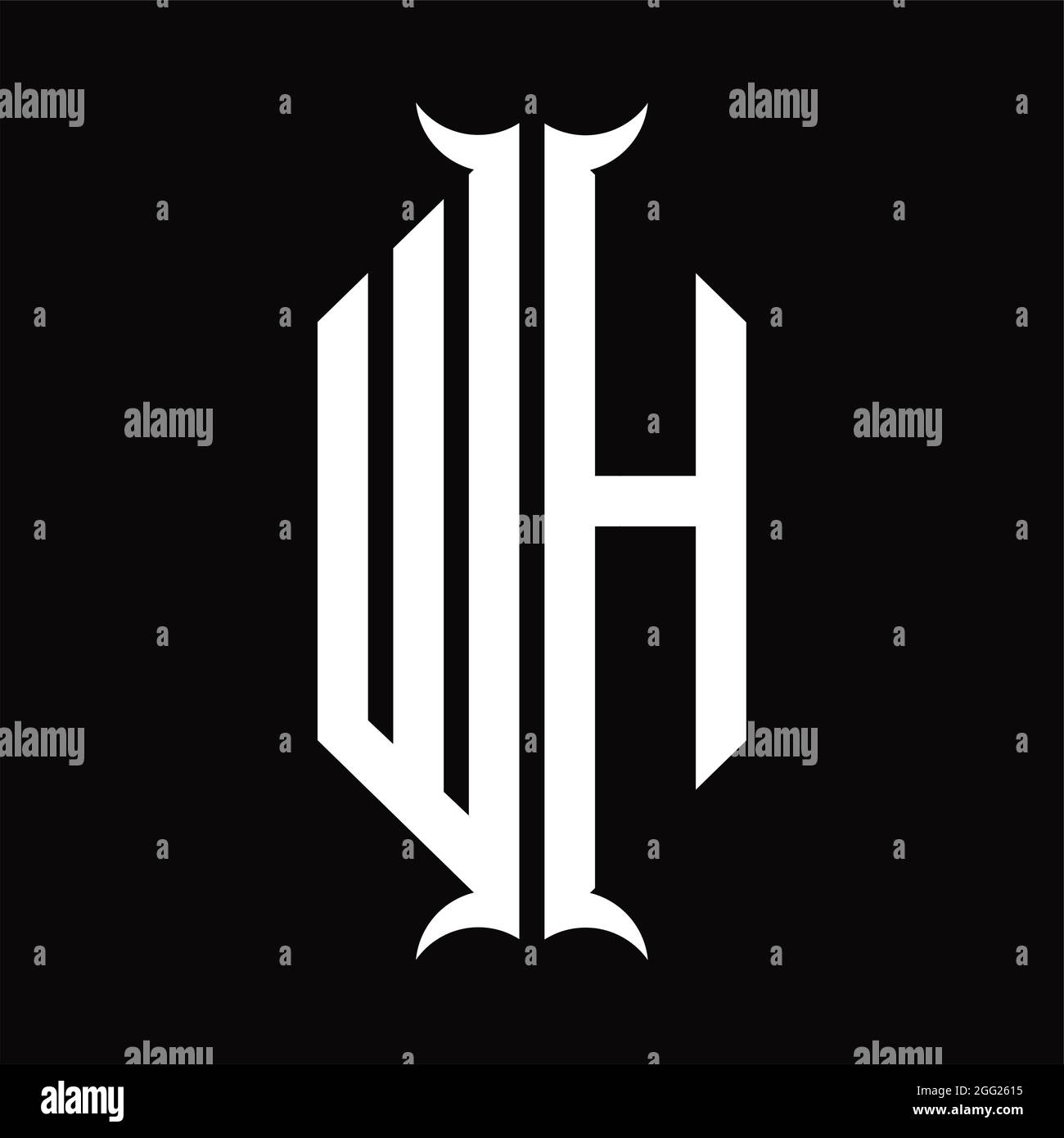 WH Logo monogram with horn shape design template Stock Vector Image ...