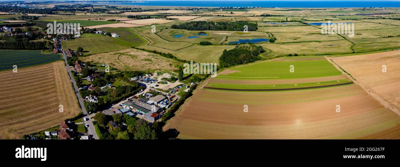 Panoramic Aerial view of the Village of Worth and the Lydden Valley ...