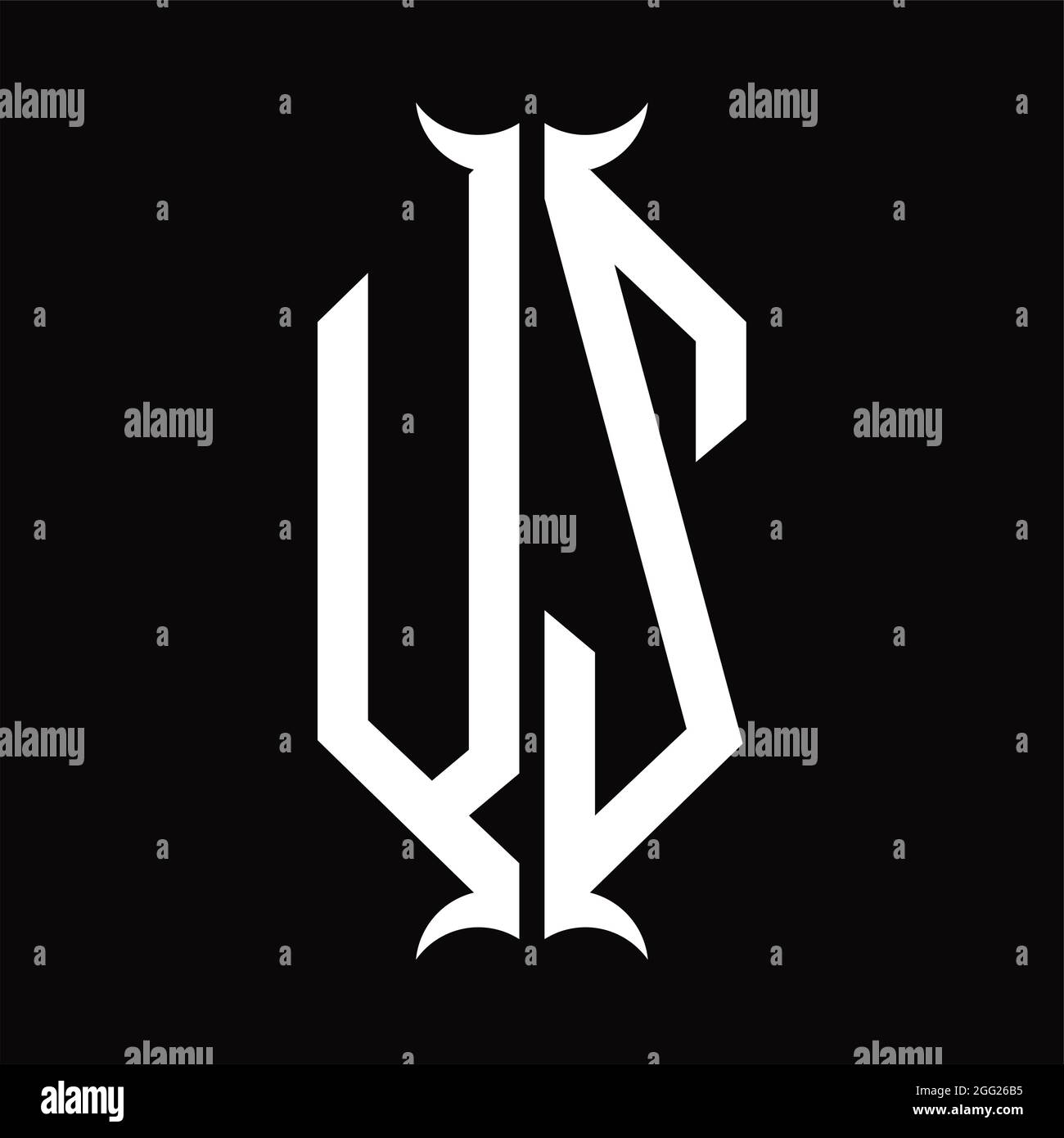 VZ Logo monogram with horn shape isolated black and white design ...
