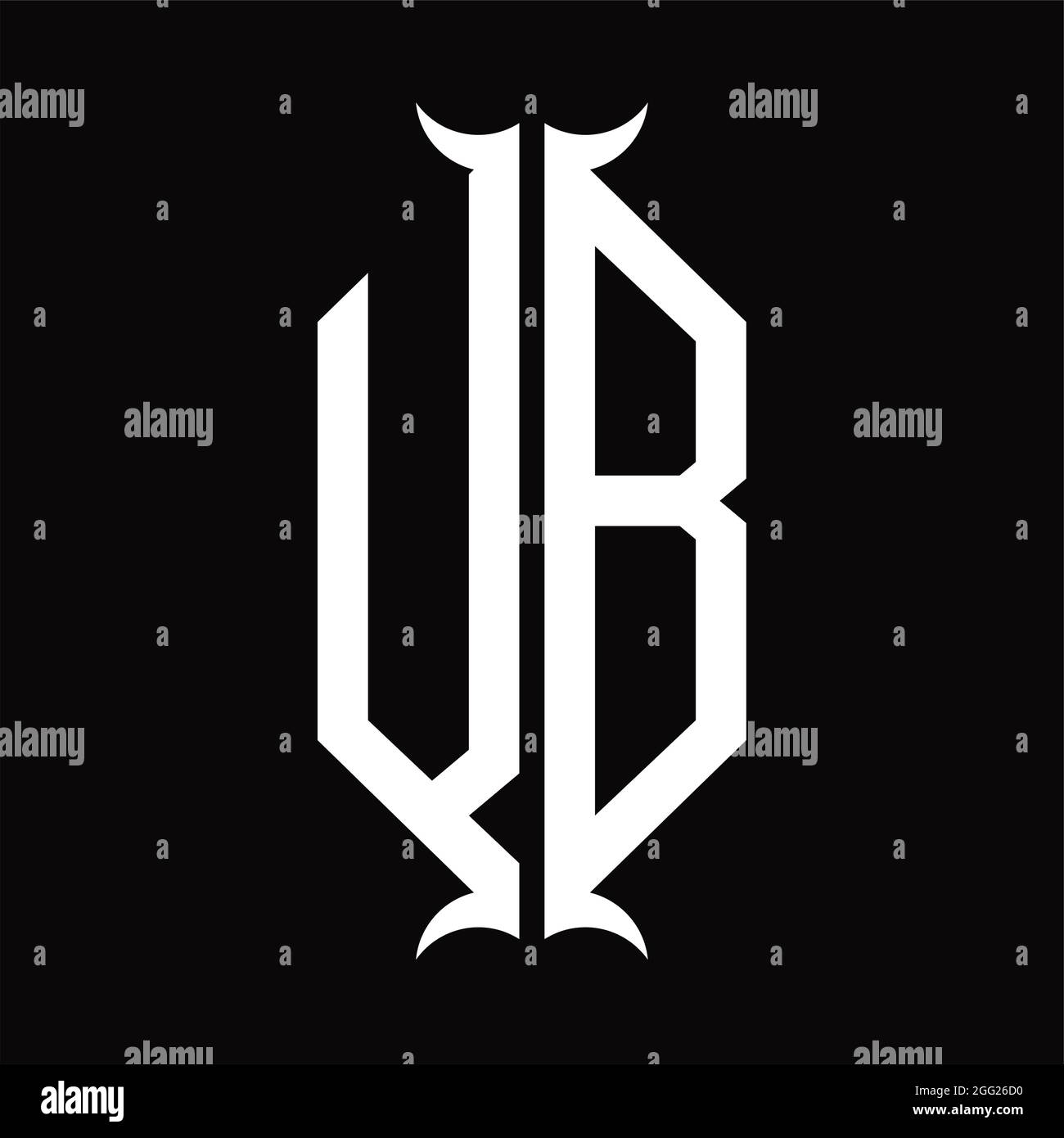 VB Logo monogram with horn shape isolated black and white design ...