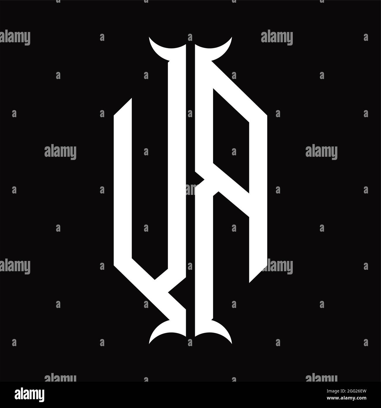 VR Logo monogram with horn shape isolated black and white design ...