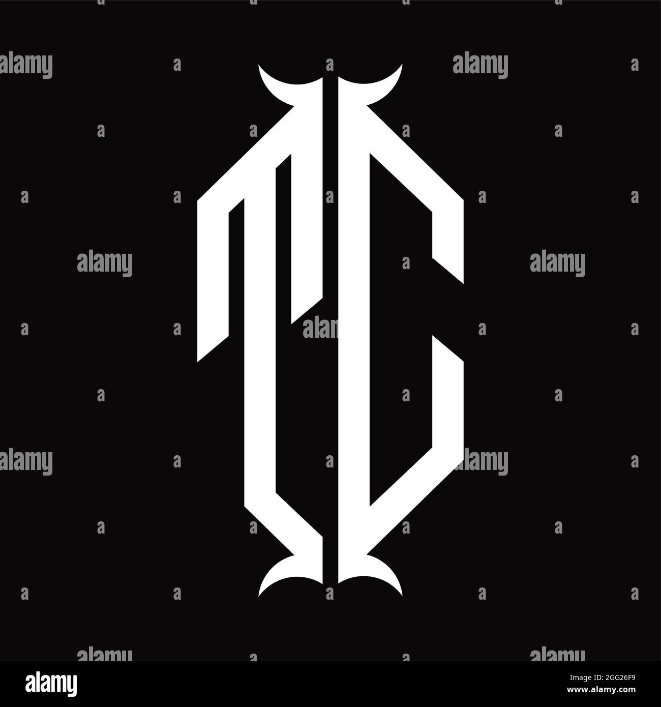 TC Logo monogram with horn shape isolated black and white design ...
