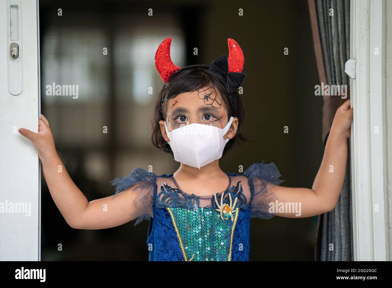 Cute Southeast Asian girl from Thailand in a Halloween costume and ...