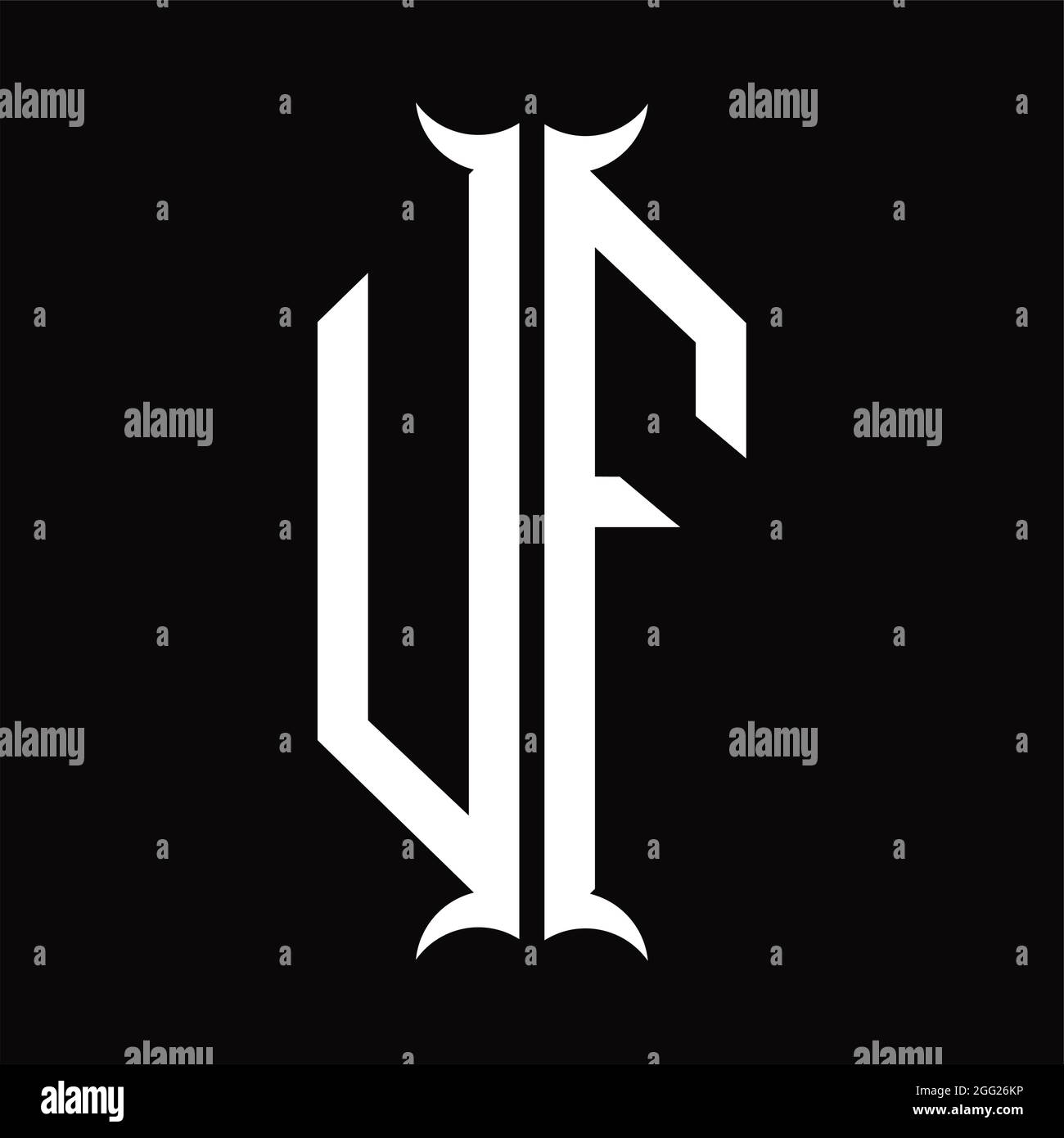 UF Logo monogram with horn shape isolated black and white design ...