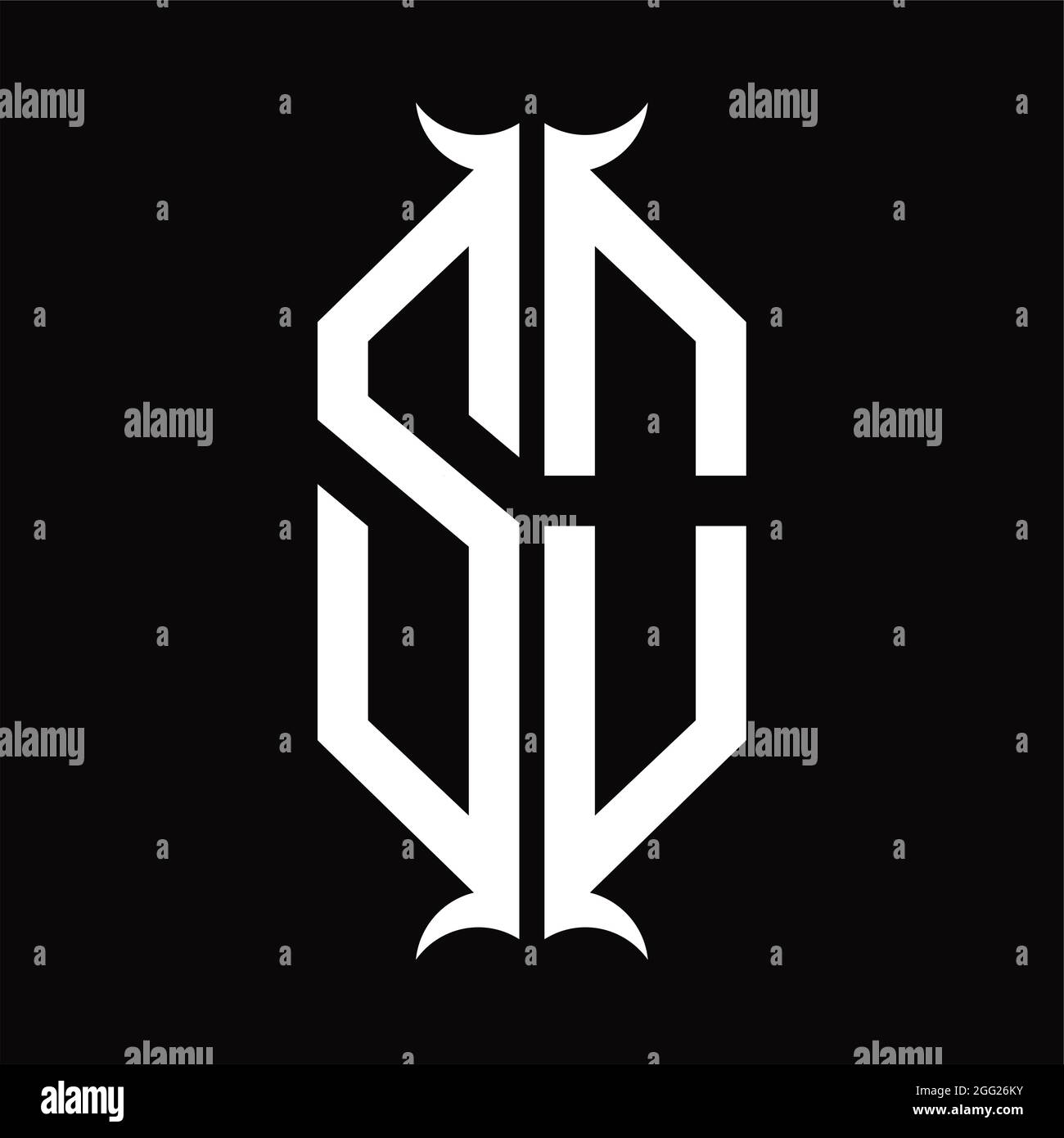 SO Logo monogram with horn shape isolated black and white design ...