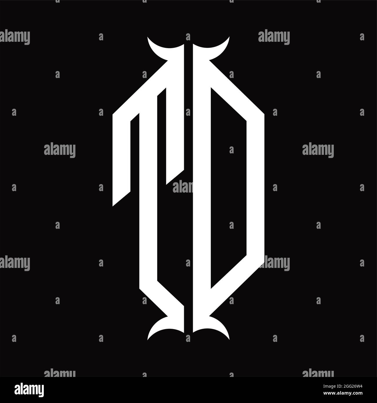 TD Logo monogram with horn shape isolated black and white design ...