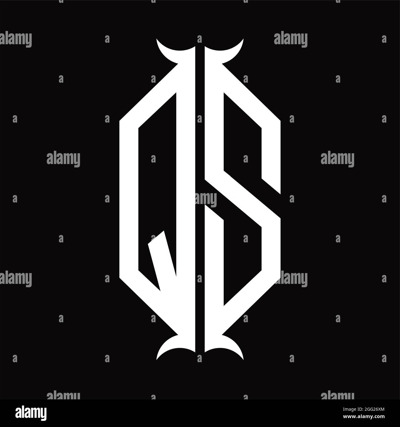 QS Logo monogram with horn shape isolated black and white design ...