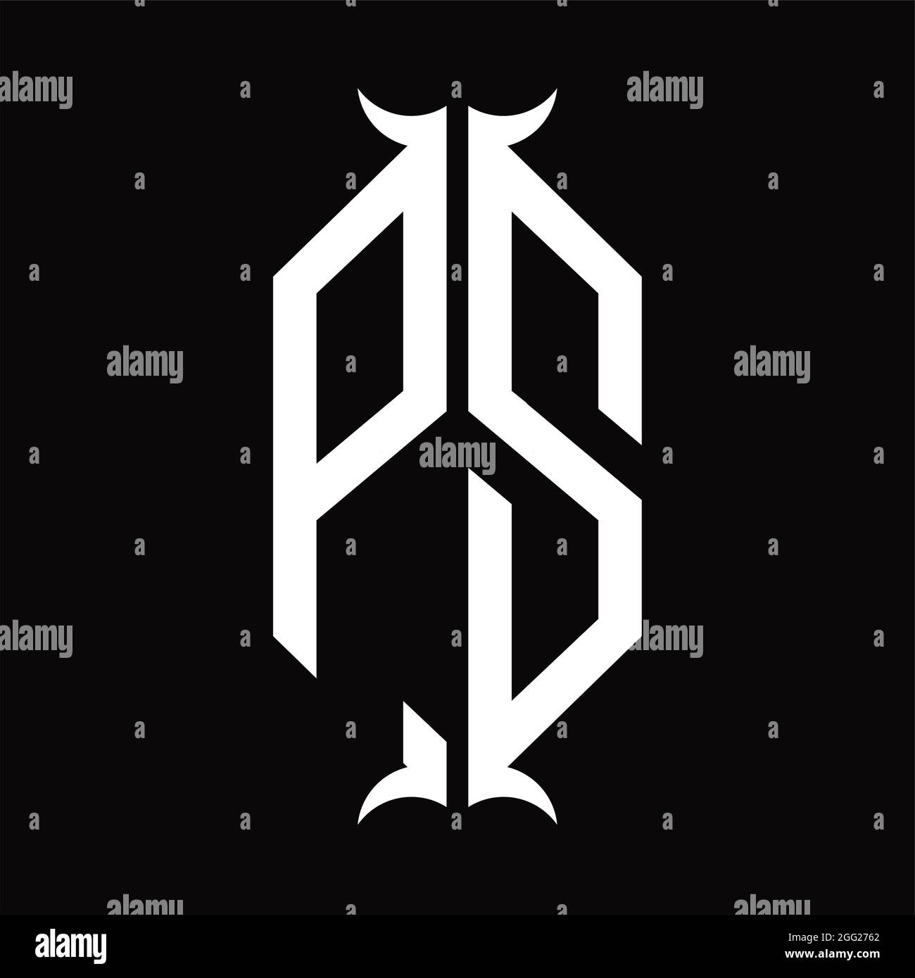 PS Logo monogram with horn shape isolated black and white design ...