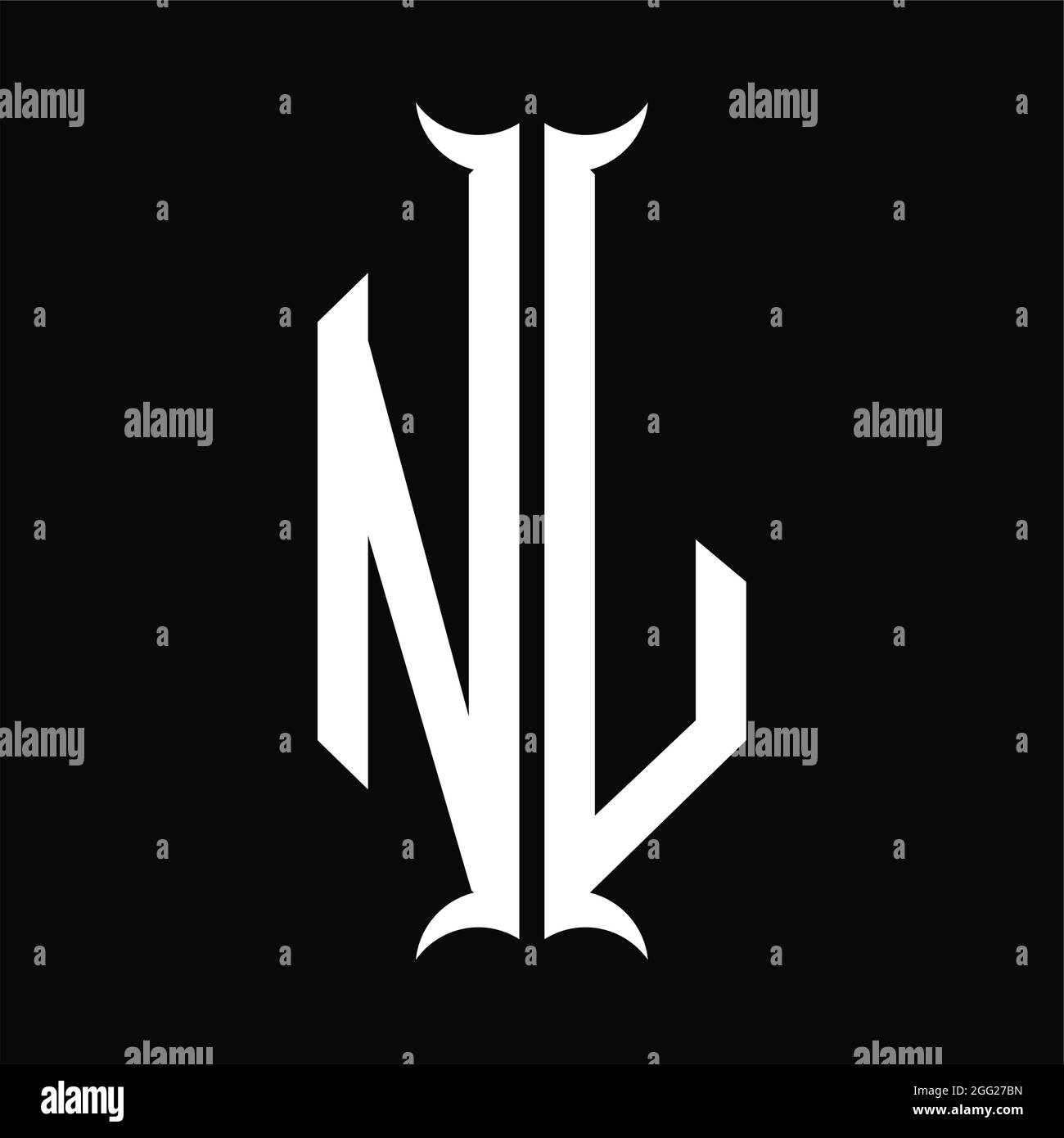 NL Logo monogram with horn shape isolated black and white design ...