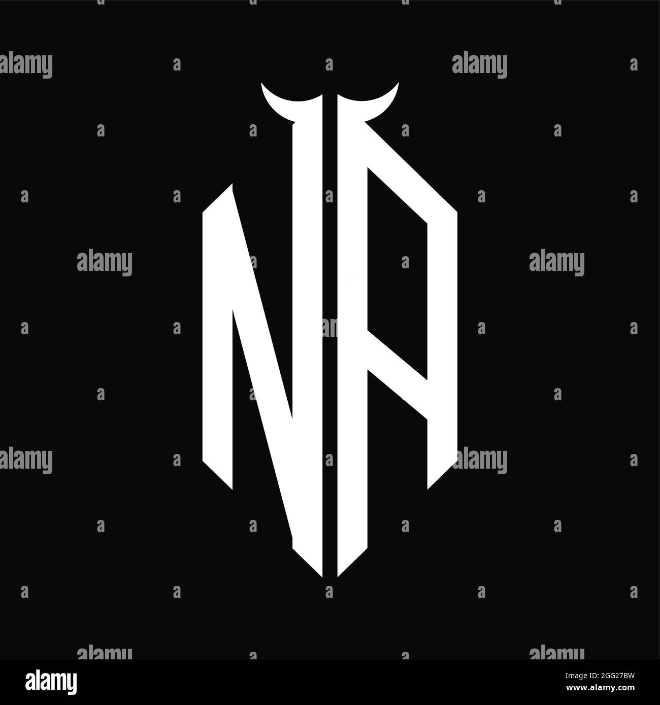 NA Logo monogram with horn shape isolated black and white design ...