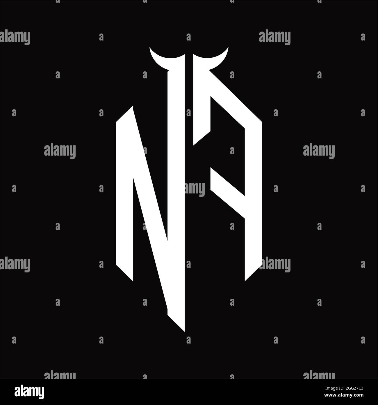 NF Logo monogram with horn shape isolated black and white design ...