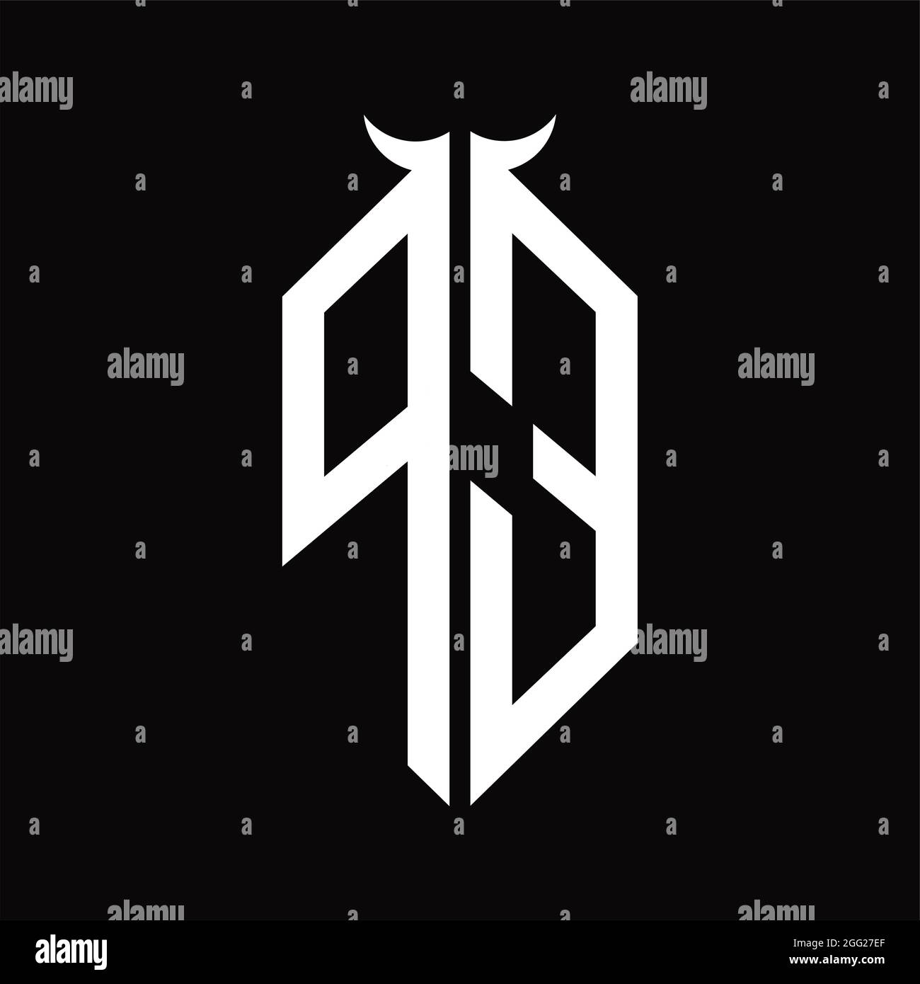 PE Logo monogram with horn shape isolated black and white design ...