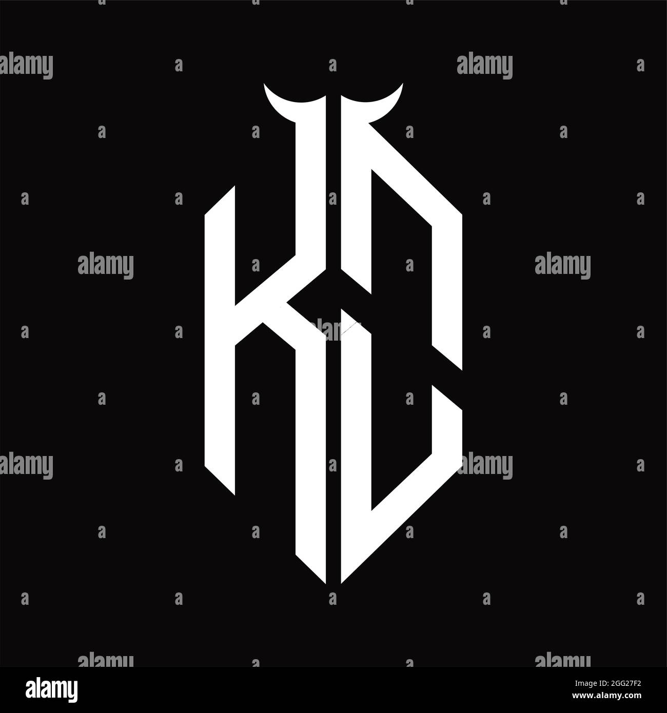KO Logo monogram with horn shape isolated black and white design ...