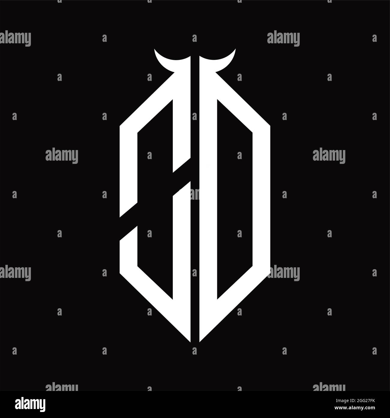 OD Logo monogram with horn shape isolated black and white design ...