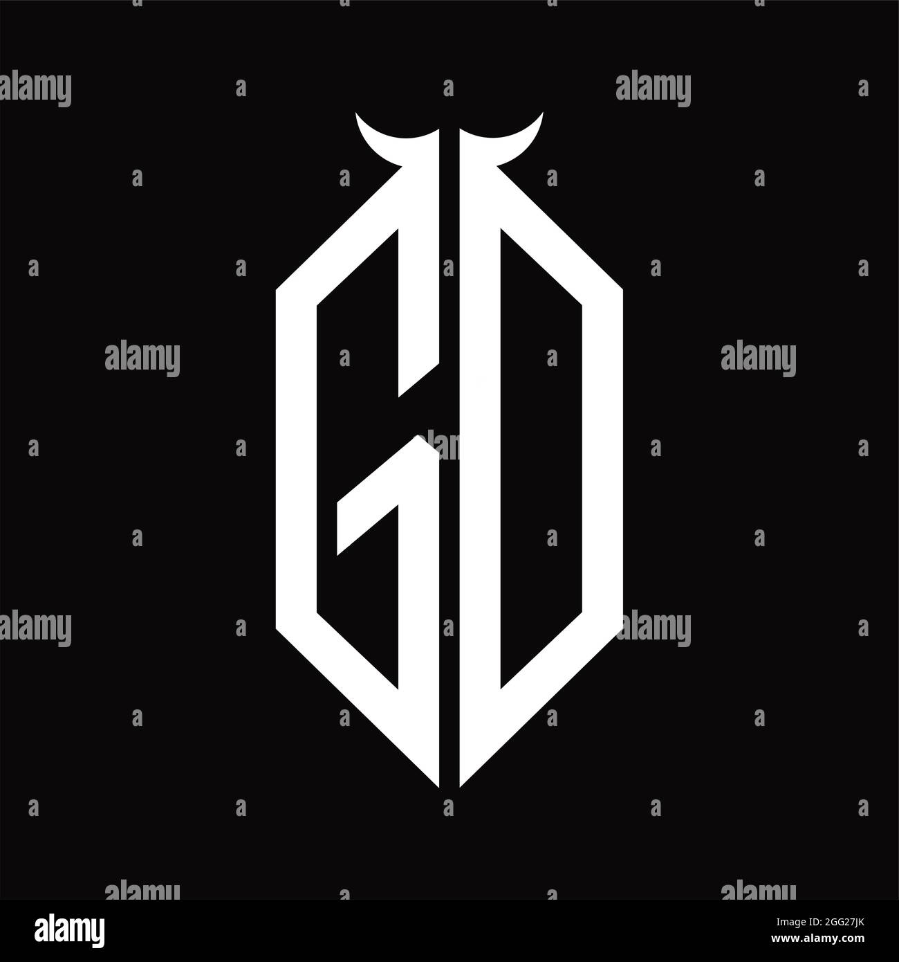 GD Logo monogram with horn shape isolated black and white design ...