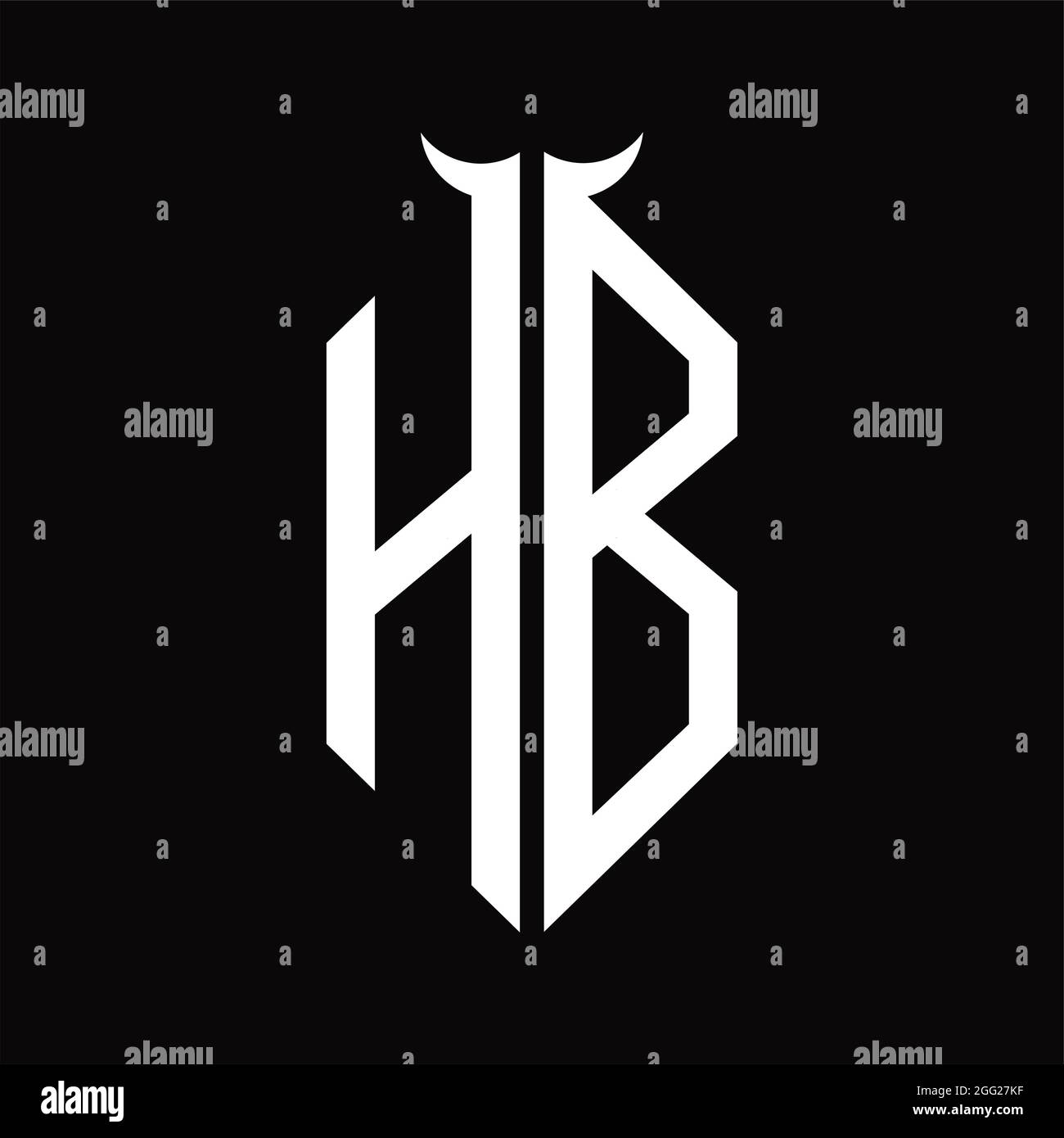 HB Logo monogram with horn shape isolated black and white design ...
