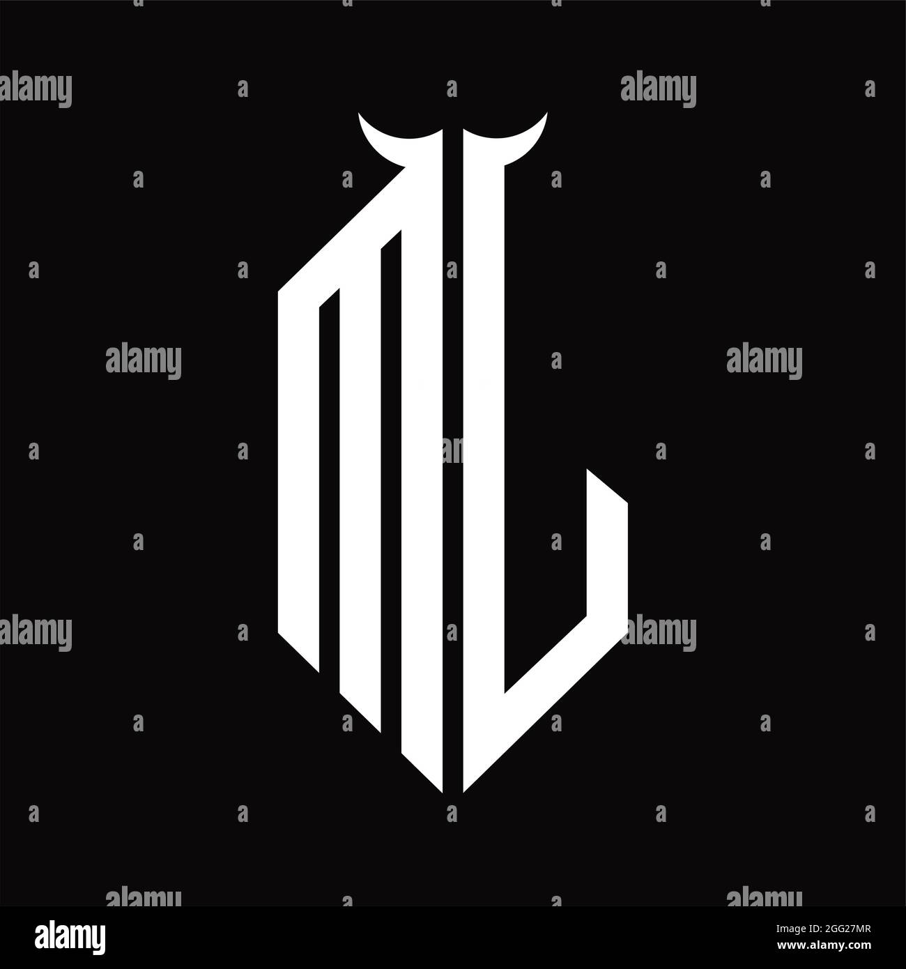 MJ Logo monogram with horn shape isolated black and white design ...