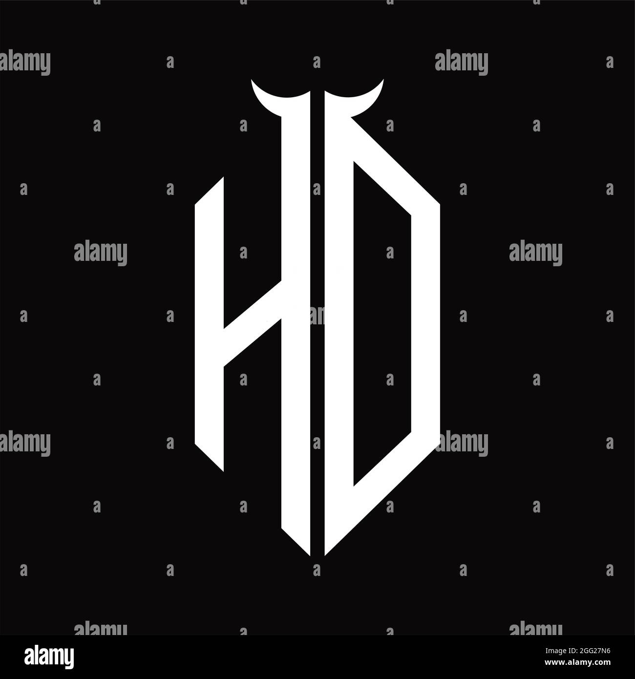 Hd Logo Monogram With Horn Shape Isolated Black And White Design