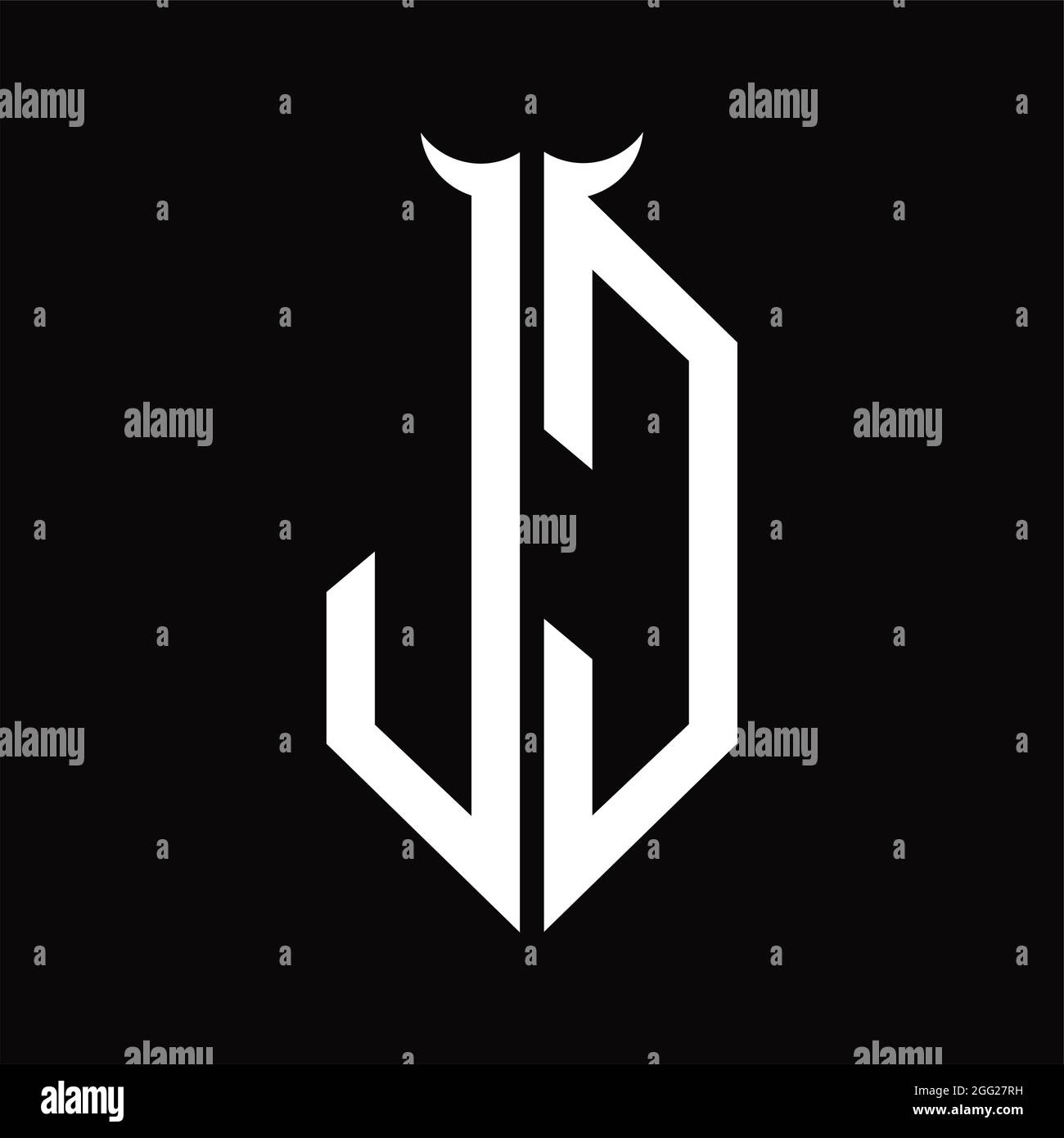 JC Logo monogram with horn shape isolated black and white design ...