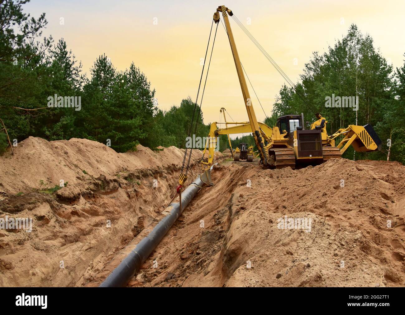 Natural Gas Pipeline Construction. Building of transit petrochemical ...
