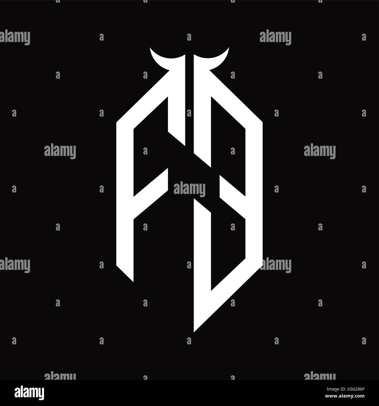 FE Logo monogram with horn shape isolated black and white design ...