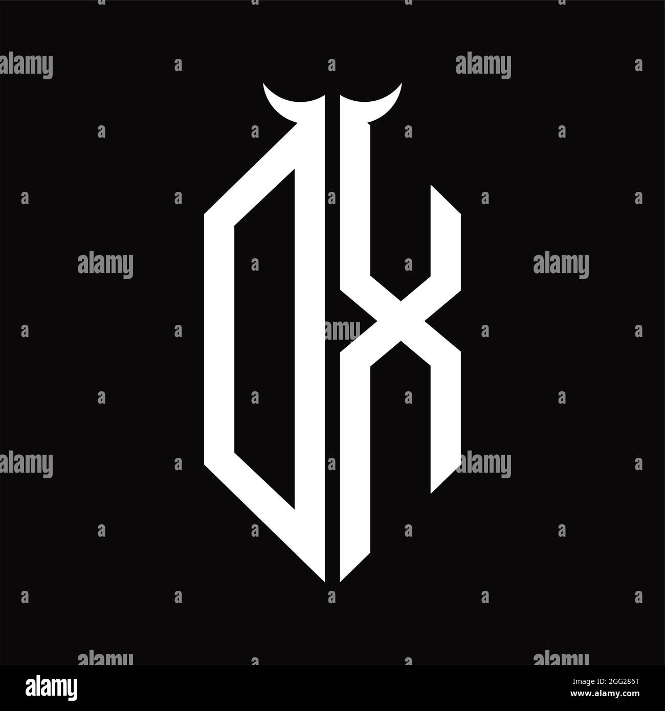 DX Logo monogram with horn shape isolated black and white design ...