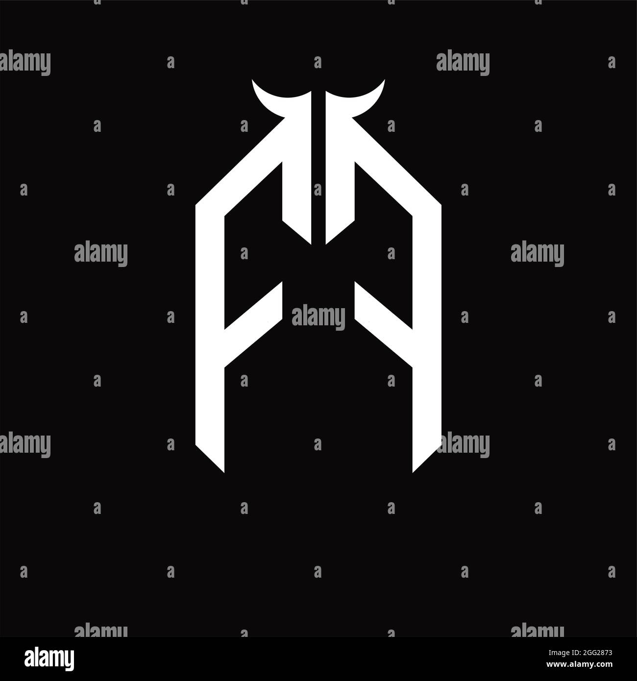 FF Logo monogram with horn shape isolated black and white design ...