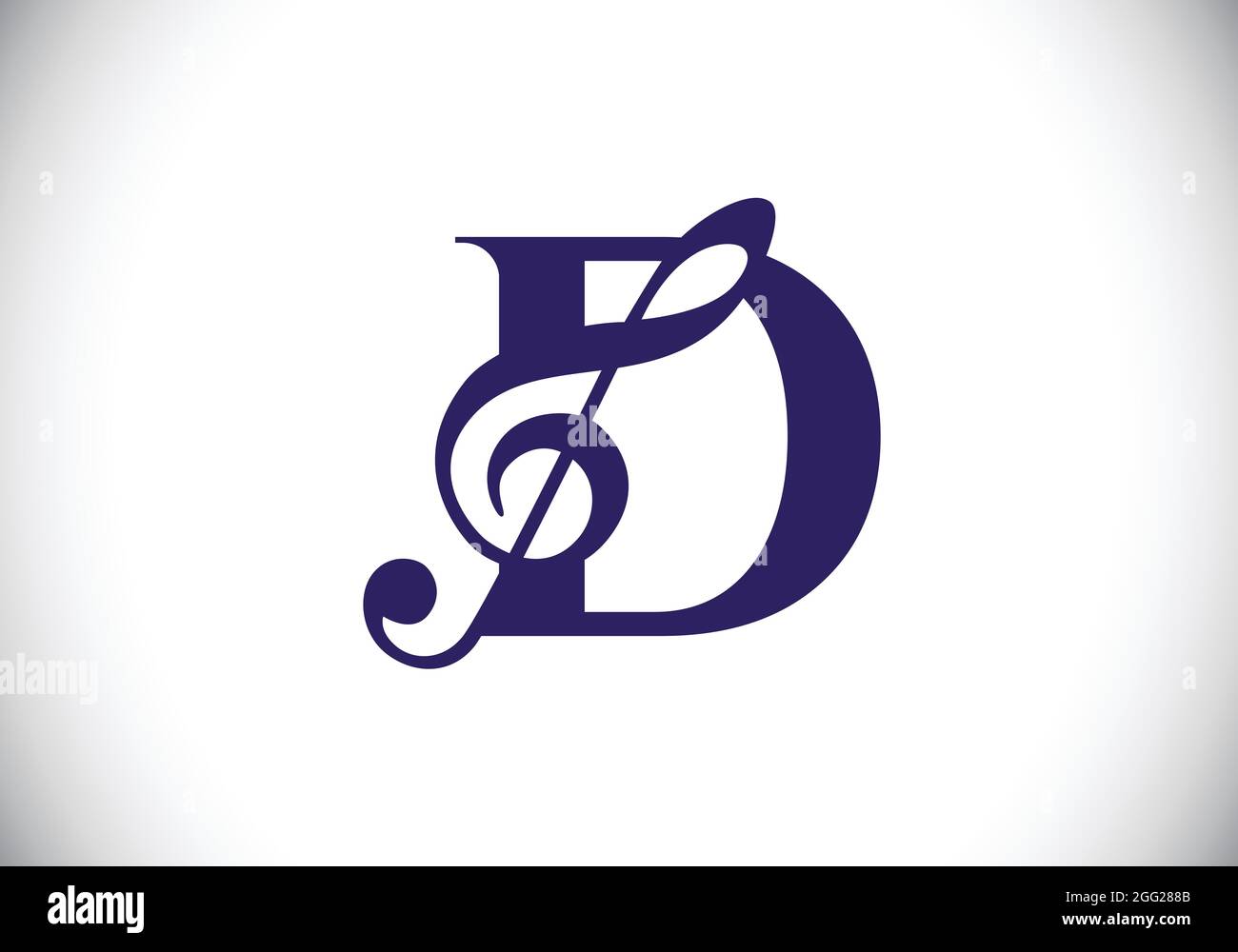 Initial D monogram alphabet with a musical note. Symphony or melody ...