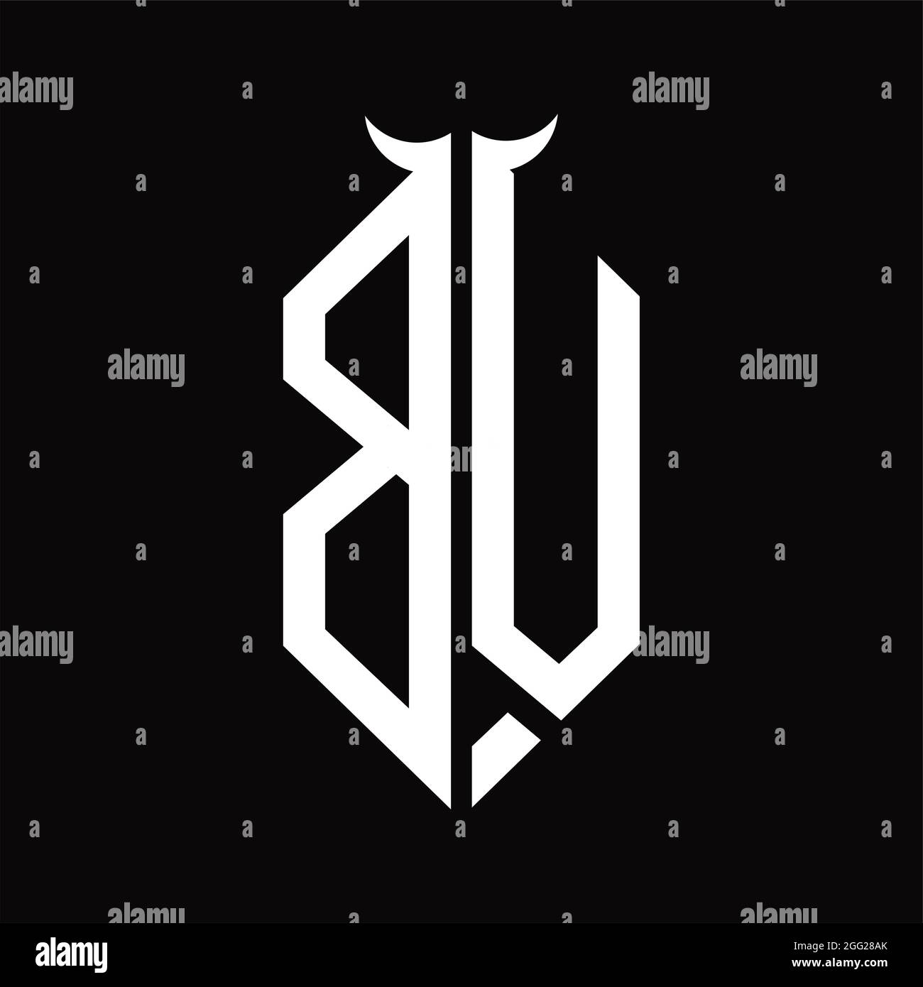 BV Logo monogram with horn shape isolated black and white design ...