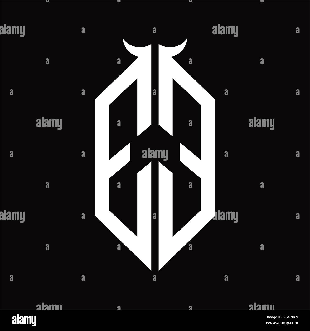 EE Logo monogram with horn shape isolated black and white design ...