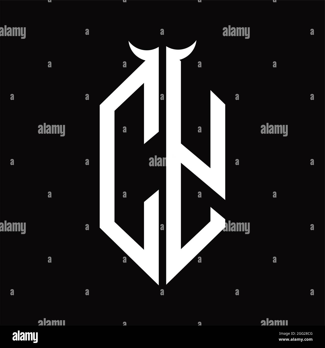 CY Logo monogram with horn shape isolated black and white design ...
