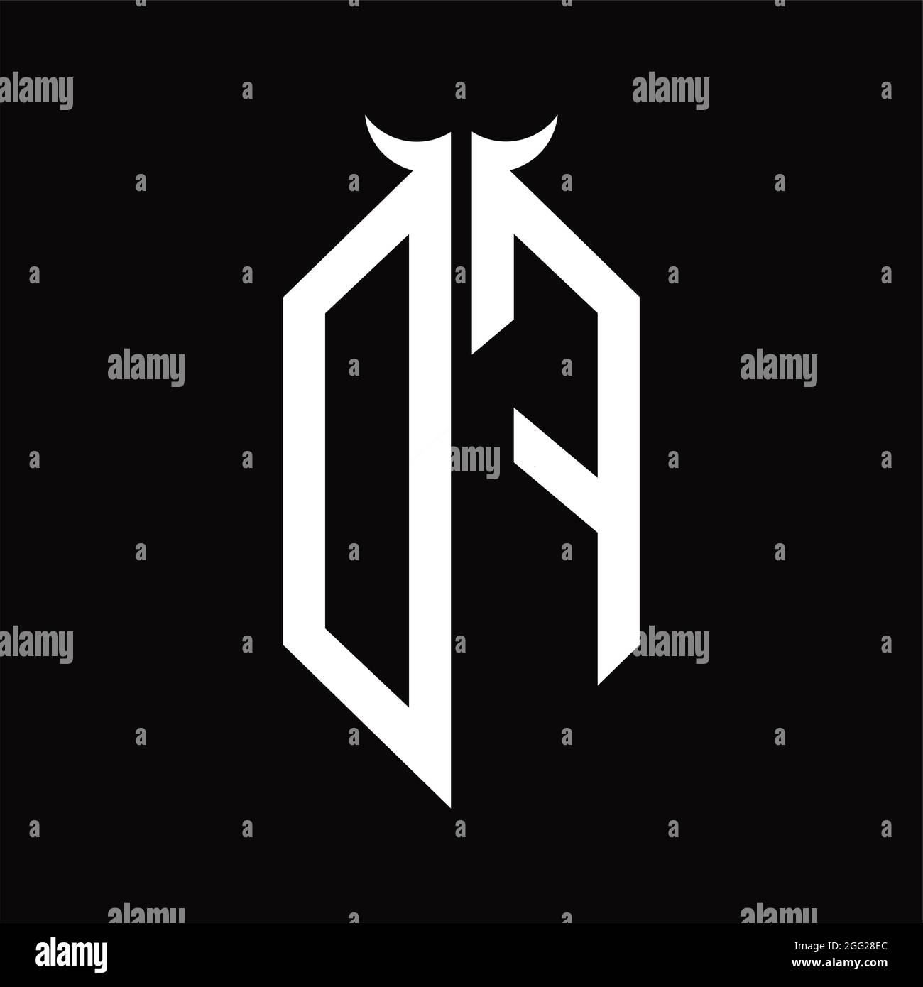 DF Logo monogram with horn shape isolated black and white design ...