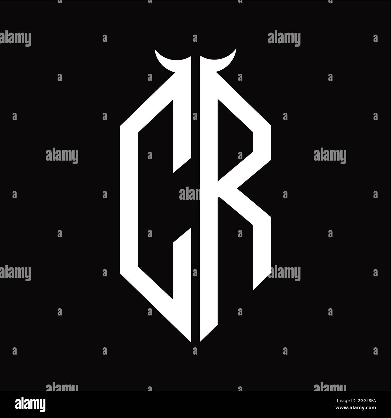 CR Logo monogram with horn shape isolated black and white design ...