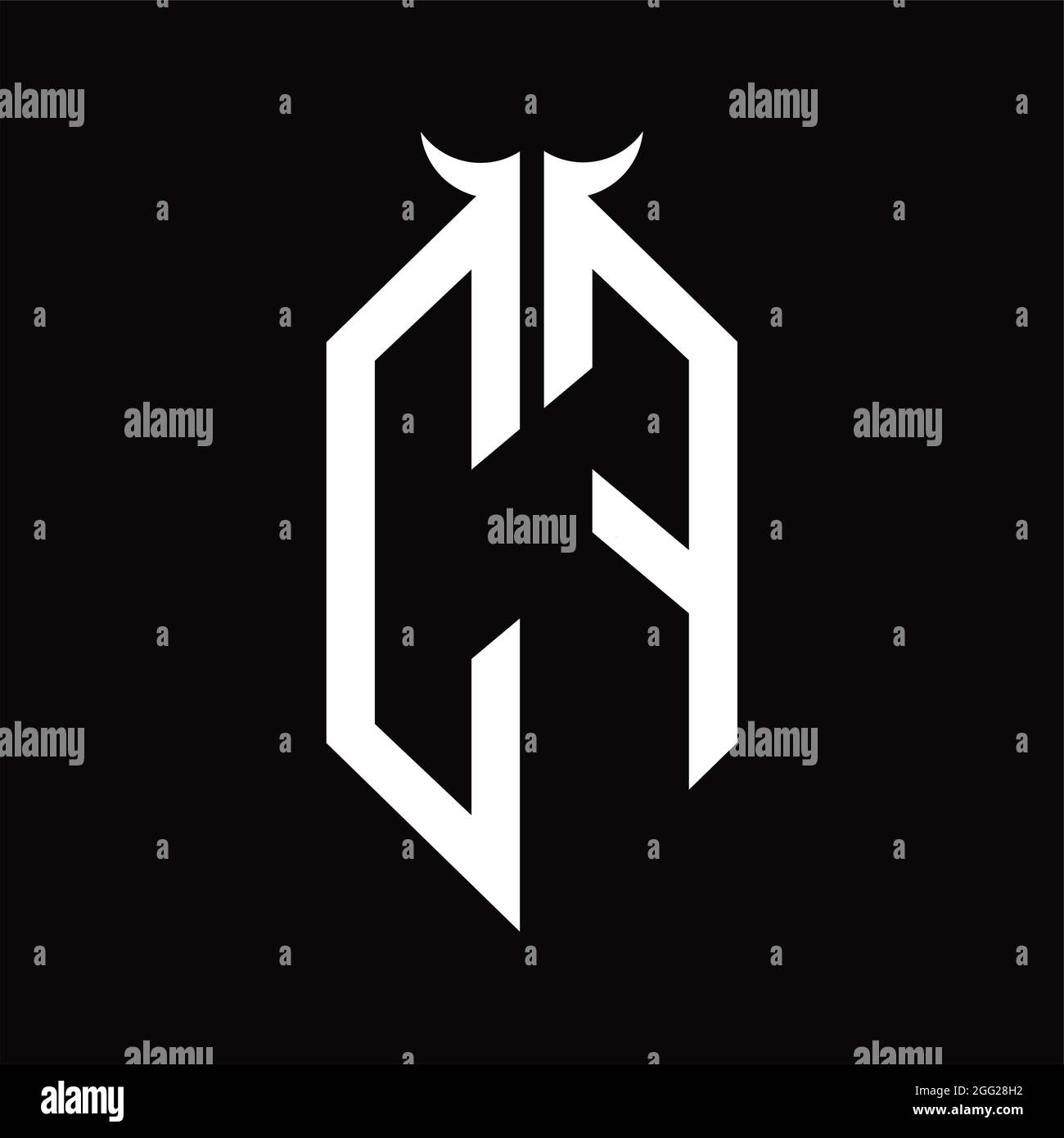 CF Logo monogram with horn shape isolated black and white design ...